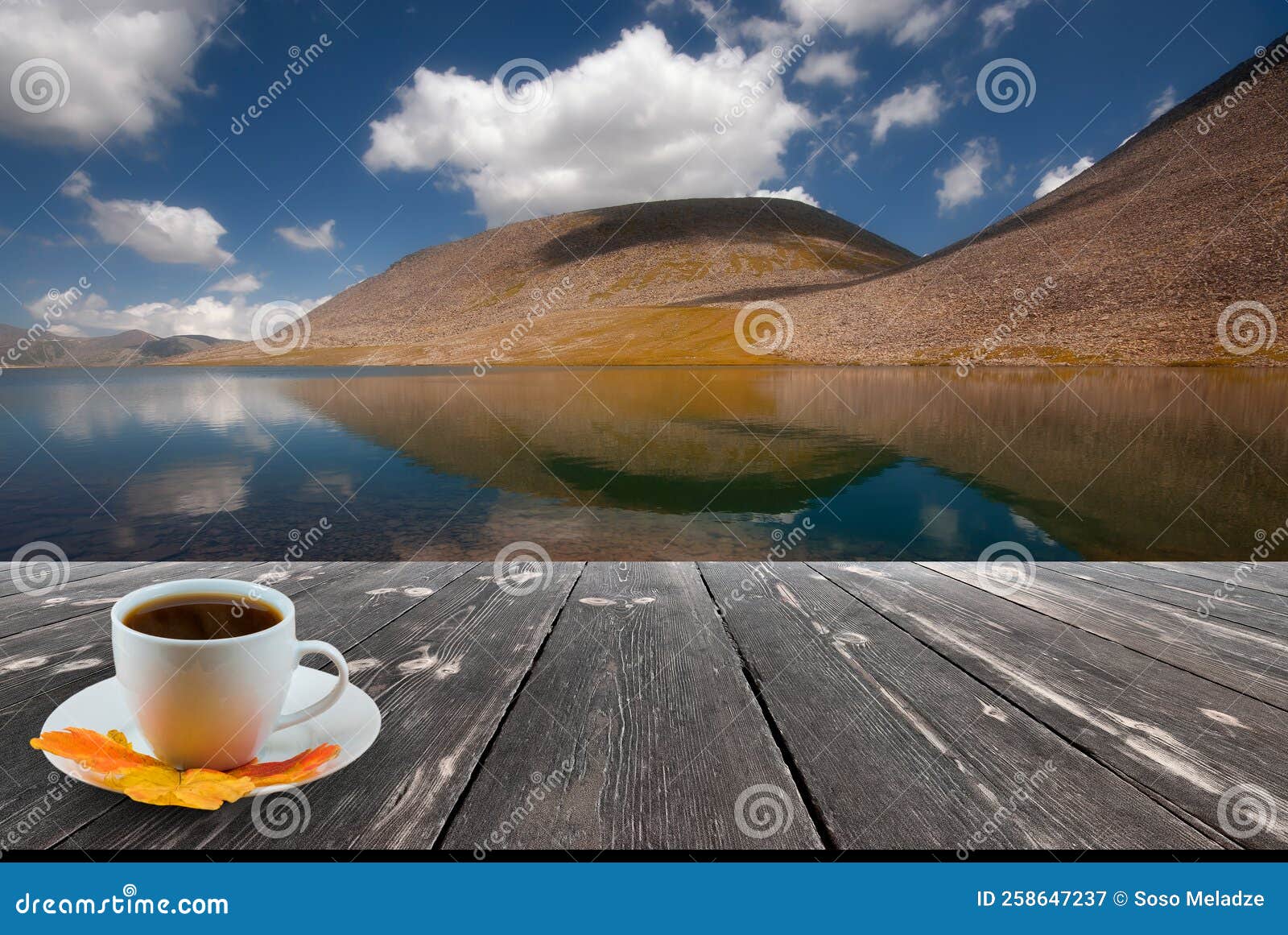 Coffee Cup on Wood Table and View of Beautiful Nature Background Stock ...