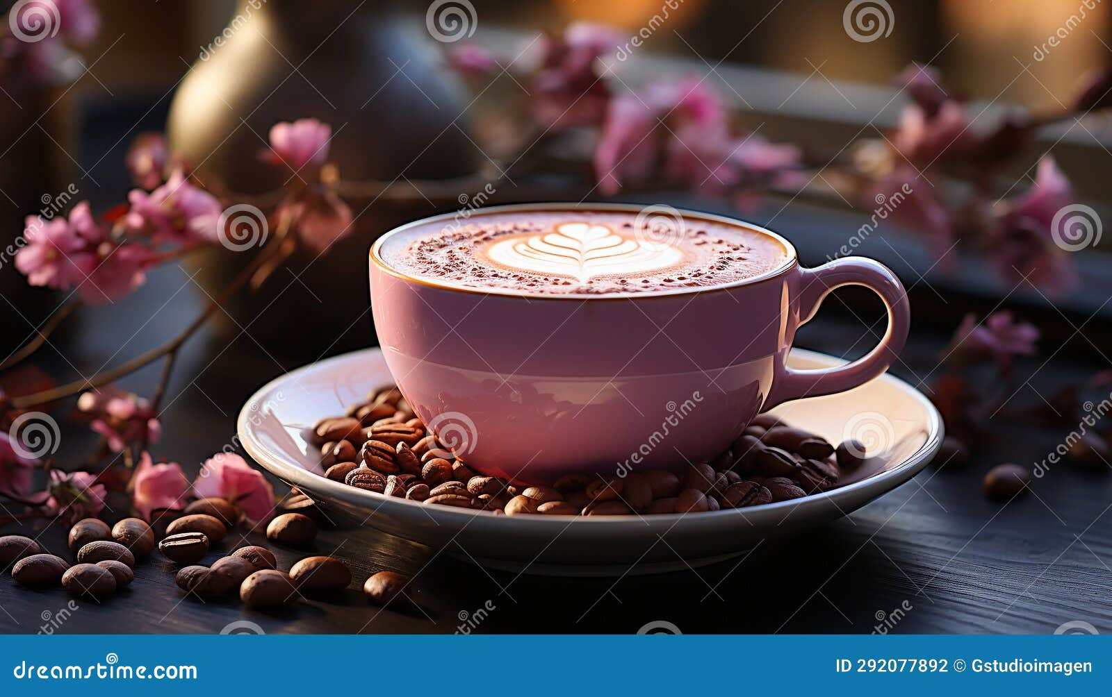 Coffee Cup on Wooden Table, Filled with Frothy Mocha Goodness Generated ...