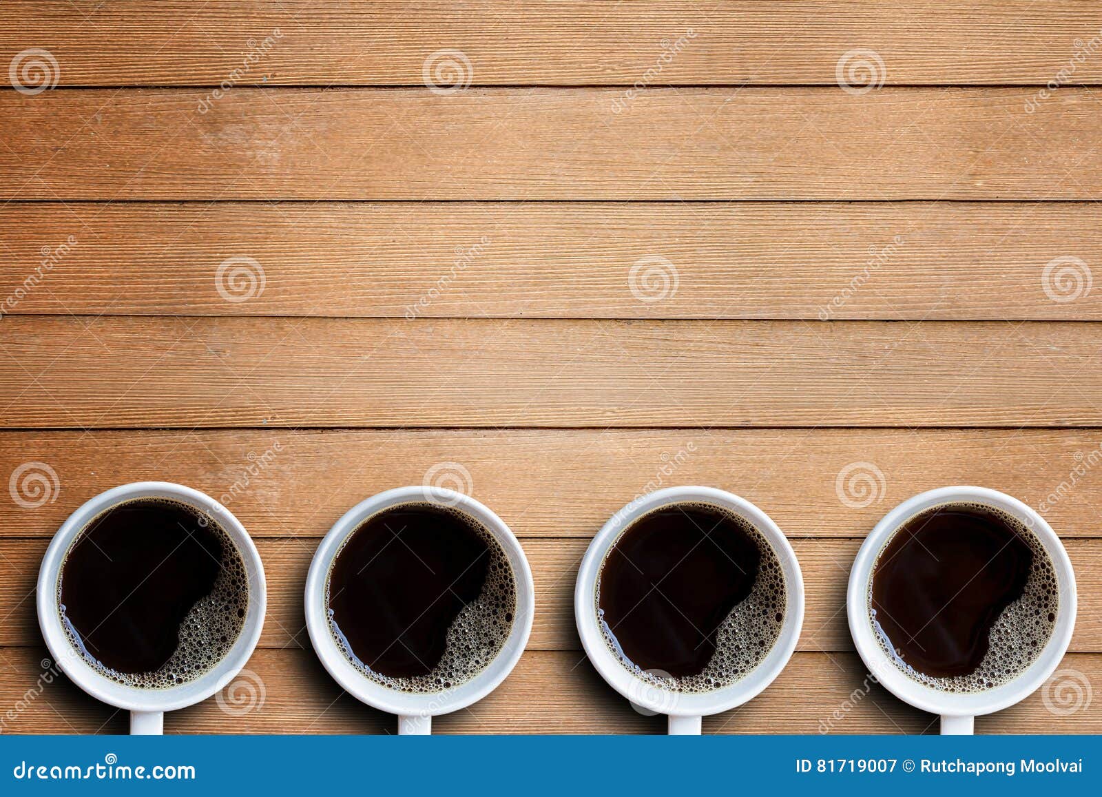Coffee Cup on Wooden Table Top View Stock Image - Image of morning ...