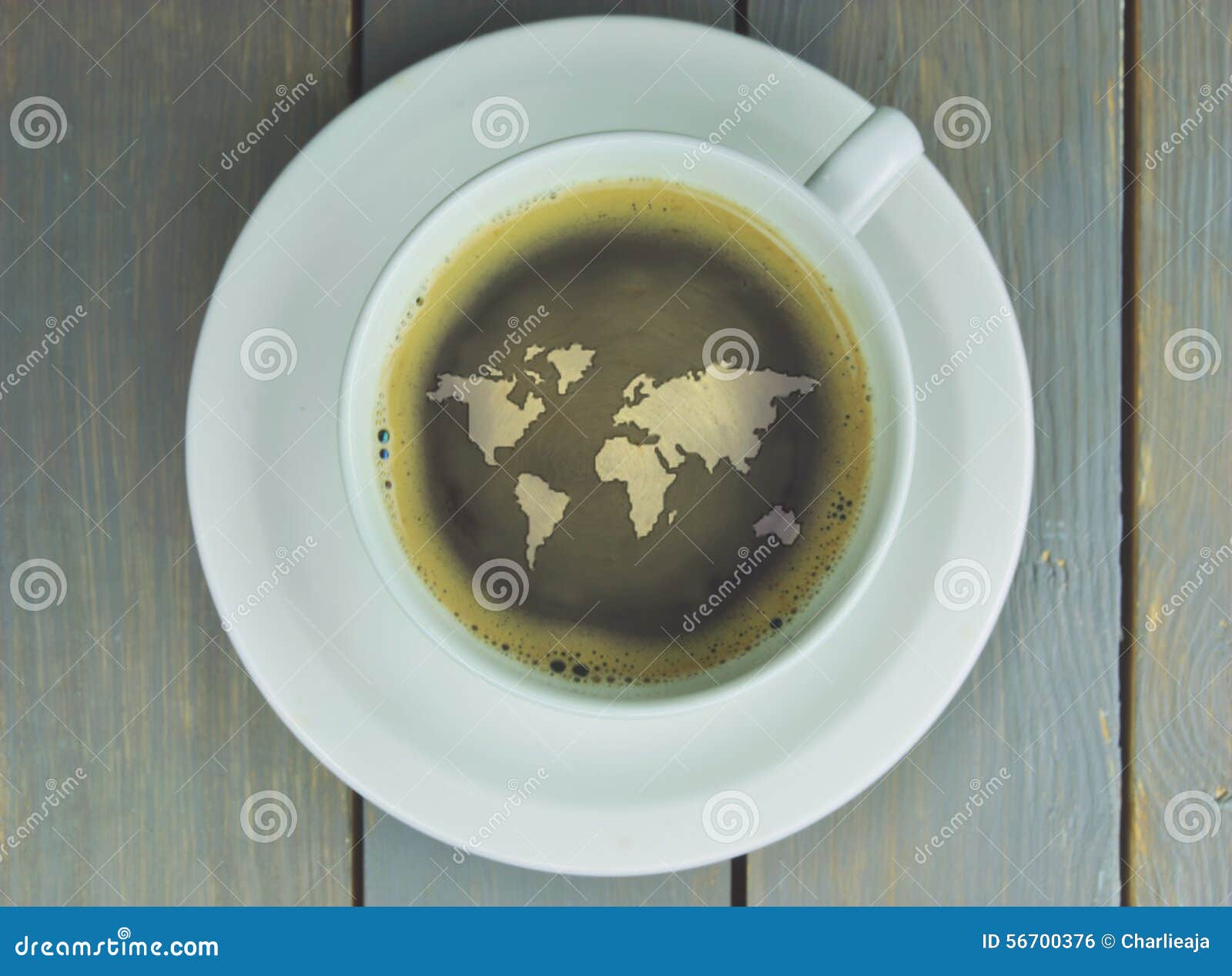 Coffee cup world map stock photo. Image of froth, coffee - 56700376