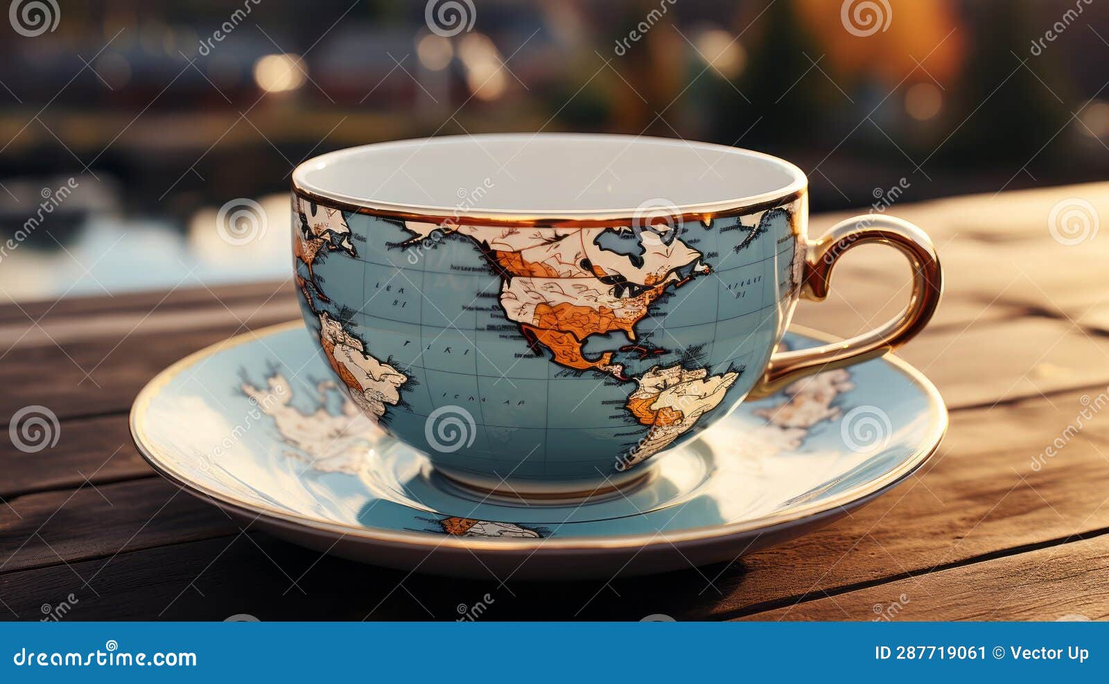 Coffee Cup with World Maps on it Close-up. Generative AI. Stock ...