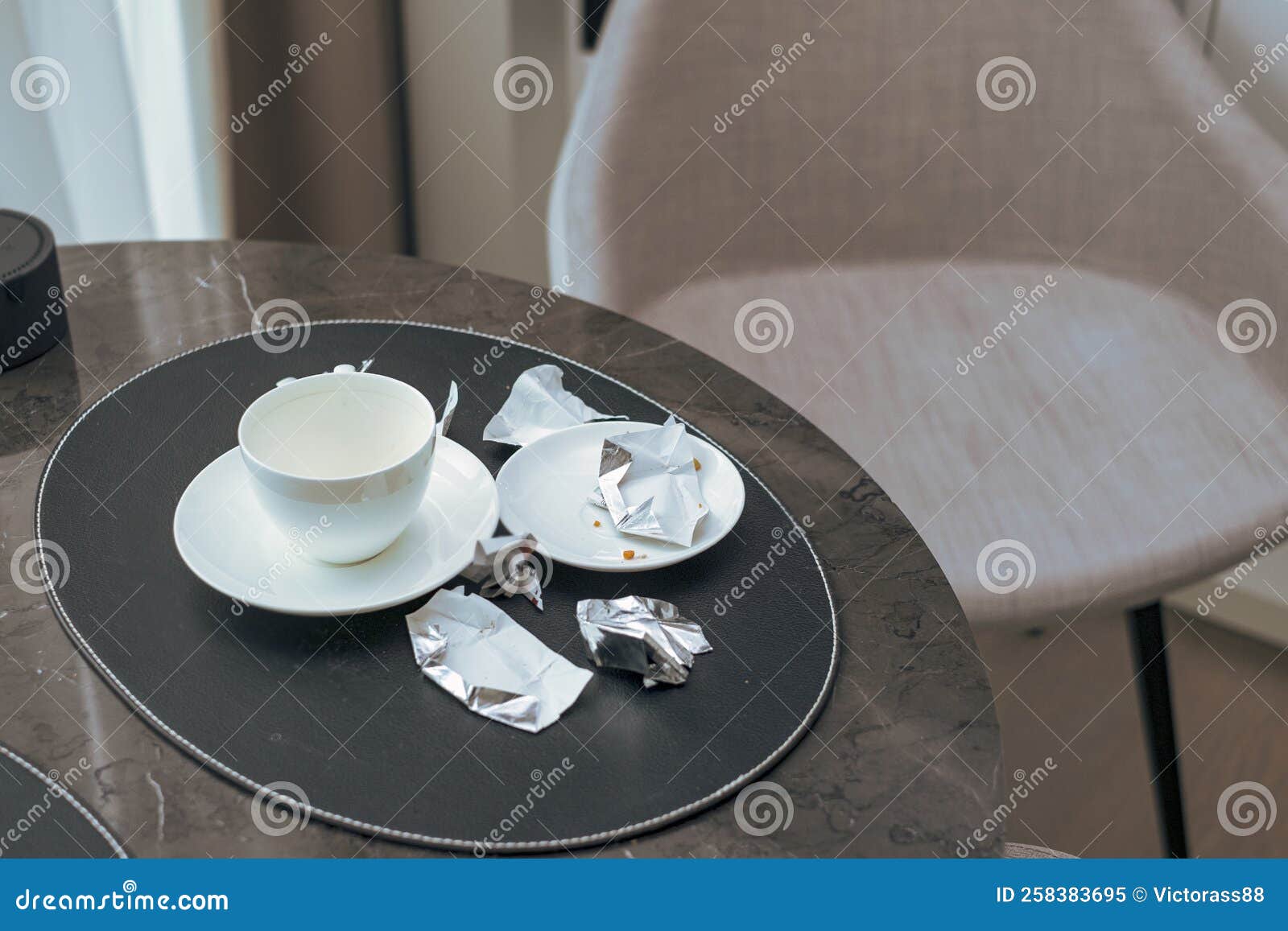 Messy coffee table stock image. Image of scattered, surface - 258383695