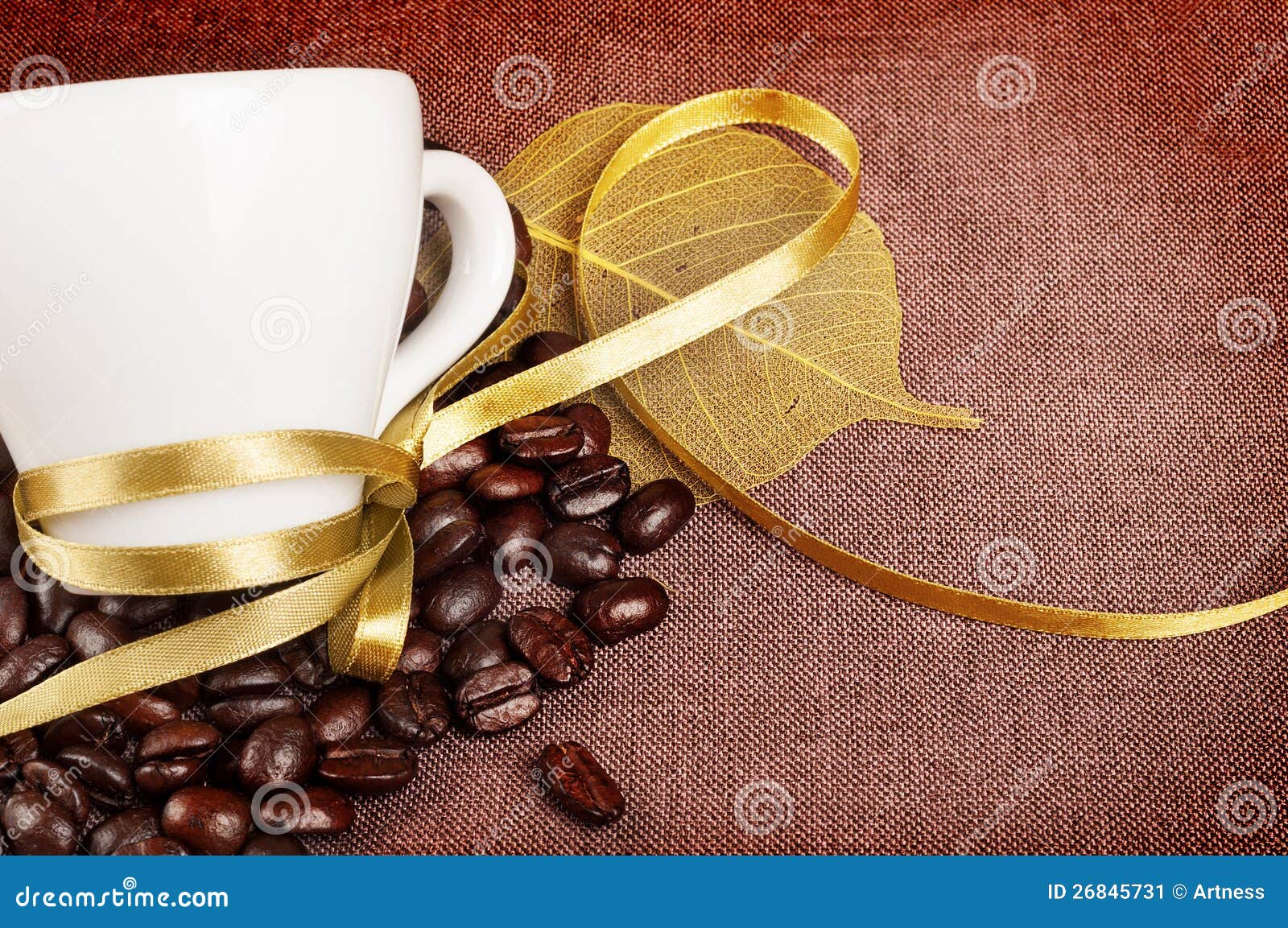 Coffee Cup with Yellow Ribbon Stock Image - Image of breakfast, leaf ...