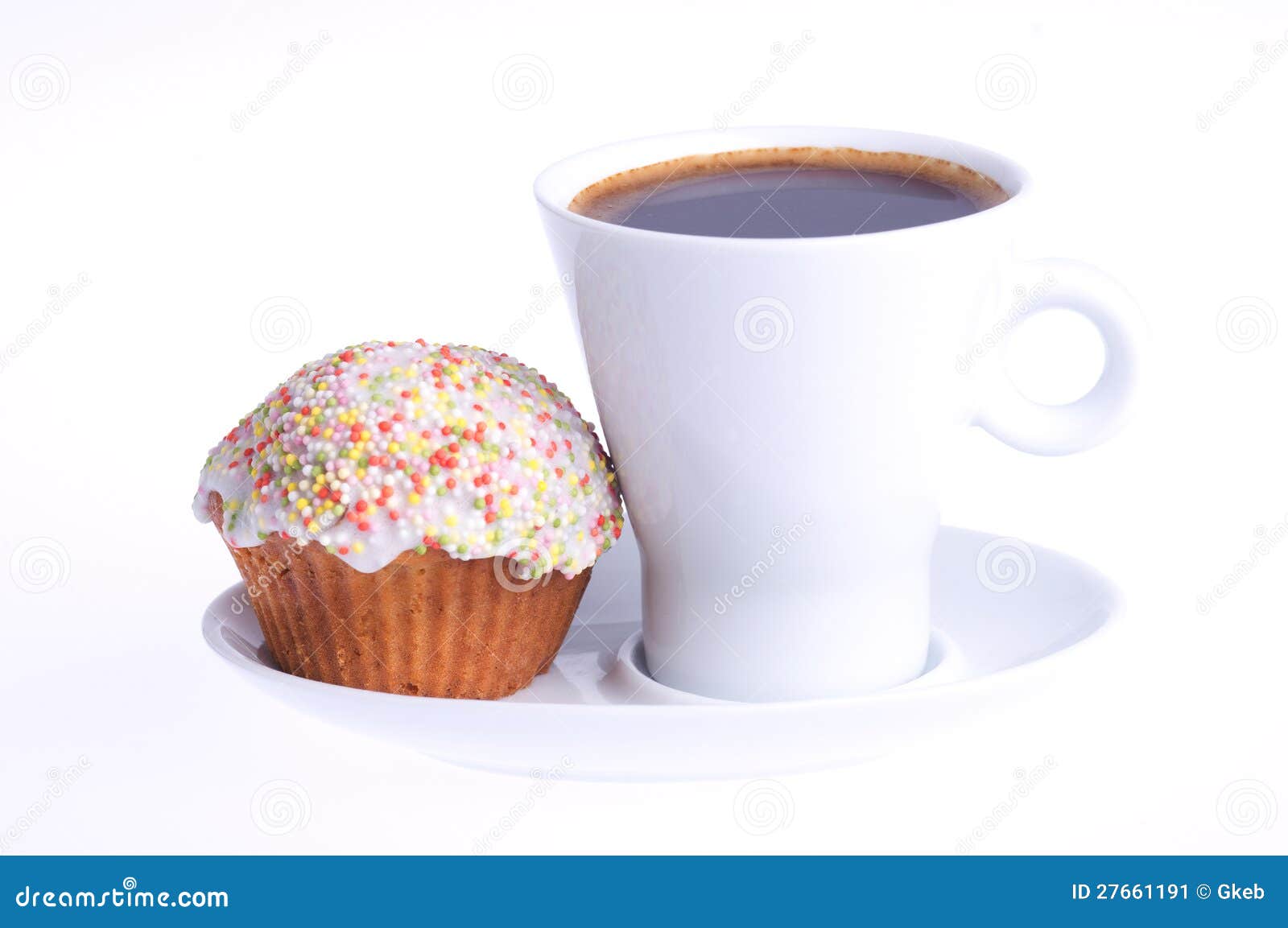 Coffee with a Cupcake with Sprinkles Stock Image - Image of froth ...