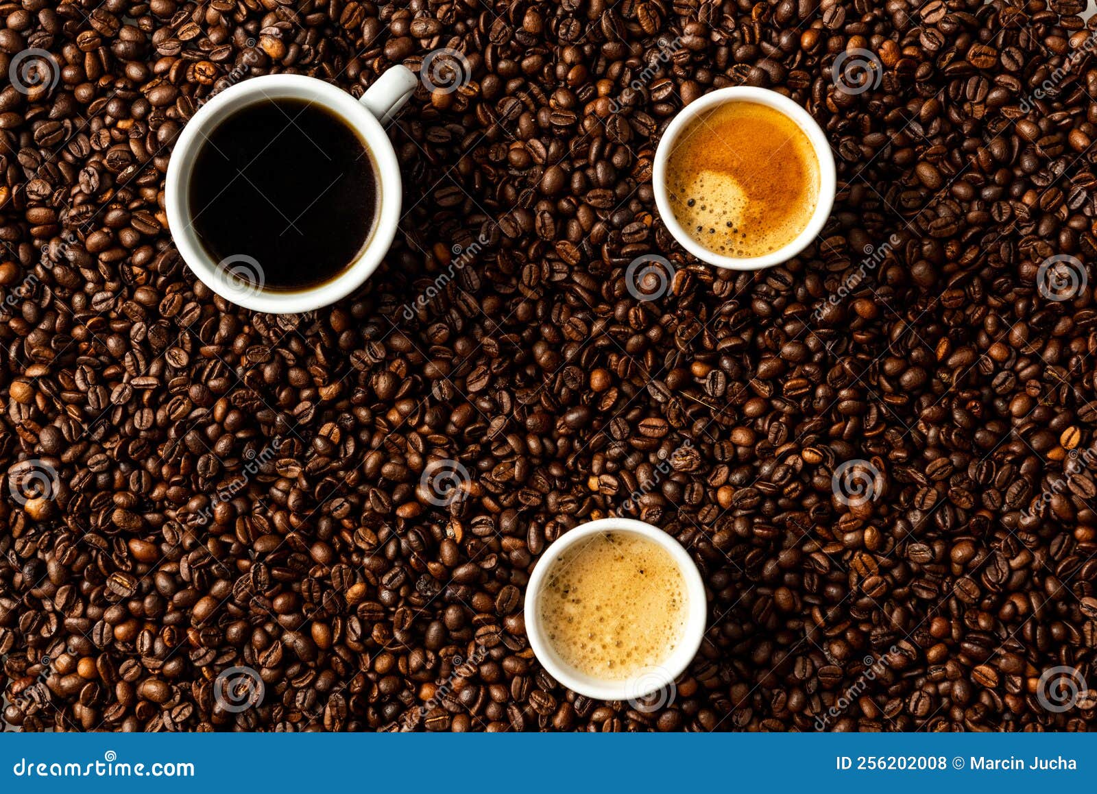 Coffee Cups on Coffee Beans Background Stock Photo - Image of cafe ...