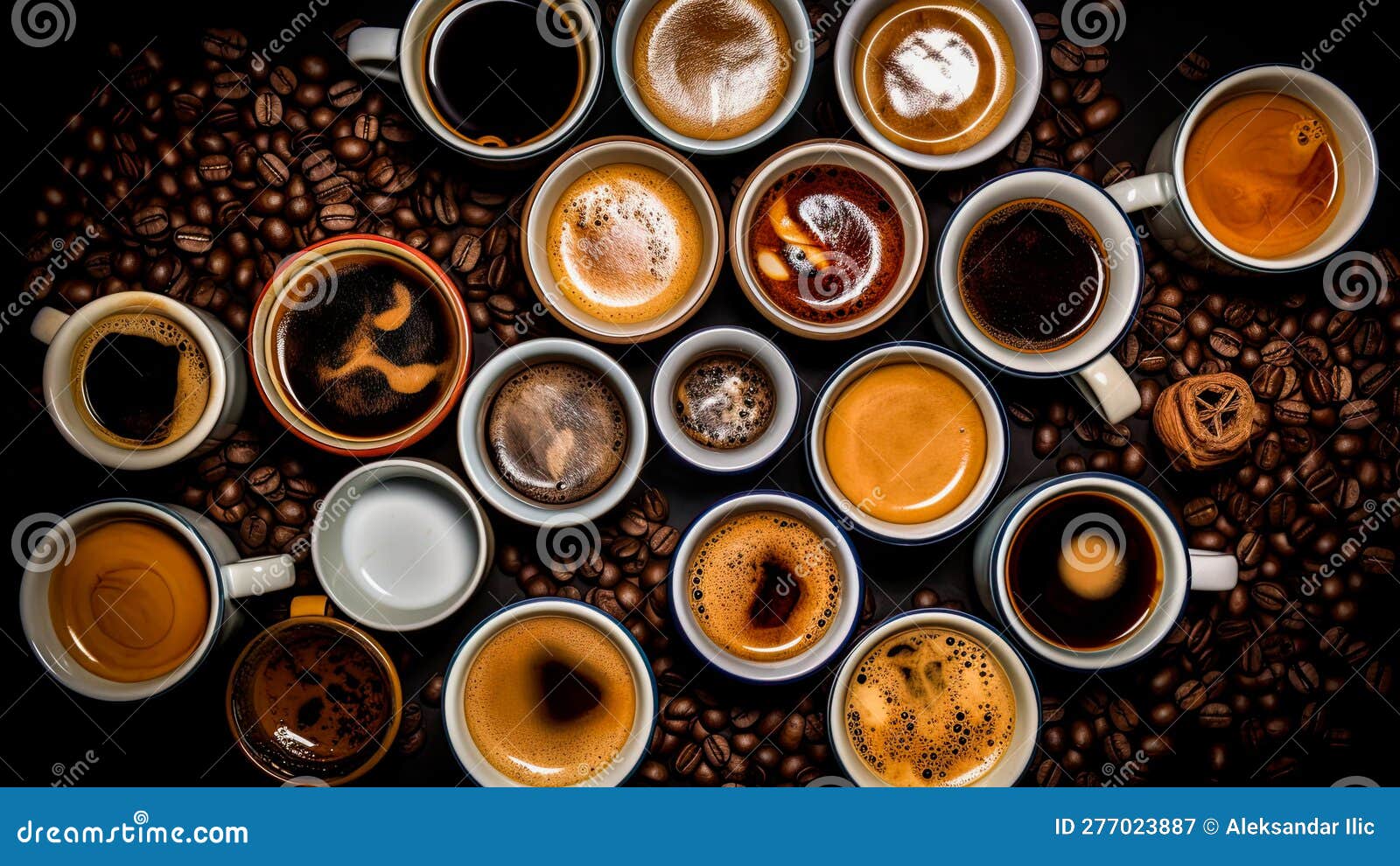 Coffee Cups and Coffee Beans on the Table. Top View, Flatlay ...