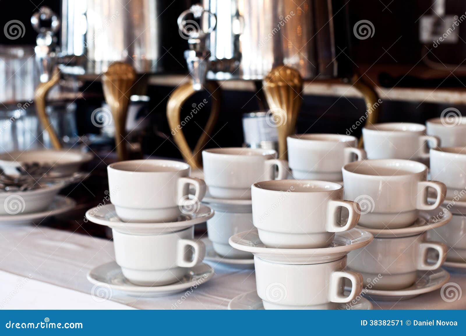 Coffee Cups and Coffee Machines Stock Image - Image of white, catering ...