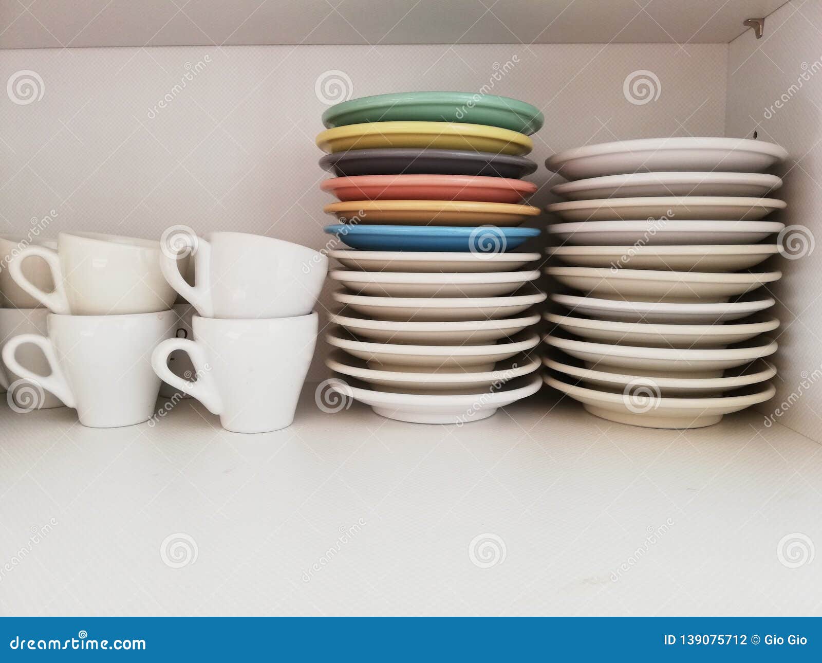 Little Plates and Coffee Mug Close Up Stock Photo - Image of machine ...