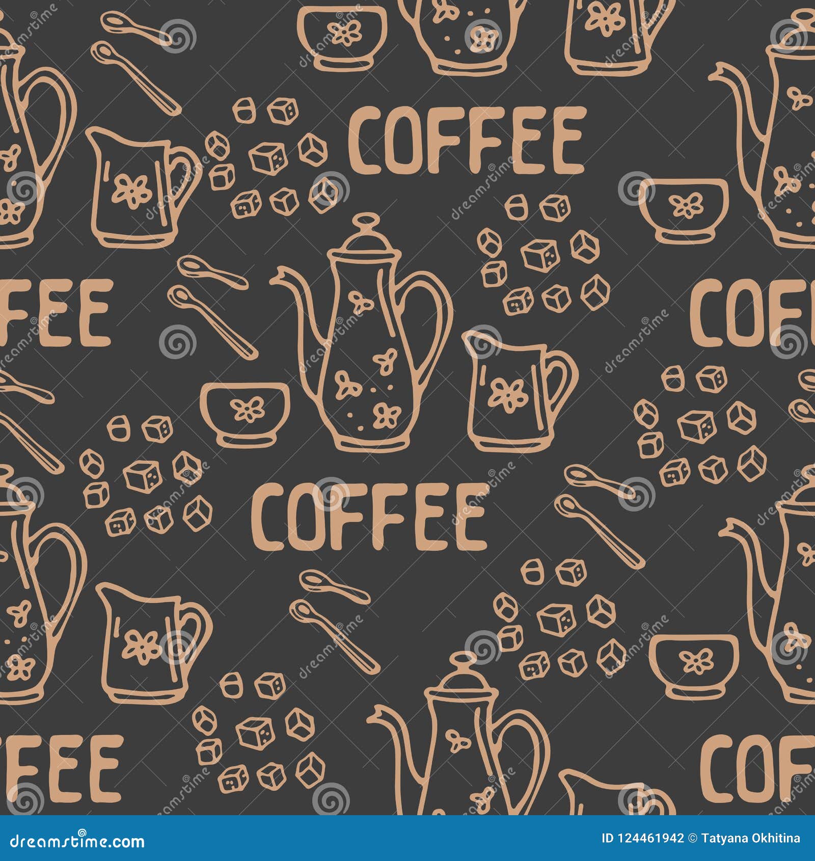 Coffee seamless-04 stock vector. Illustration of shop - 124461942