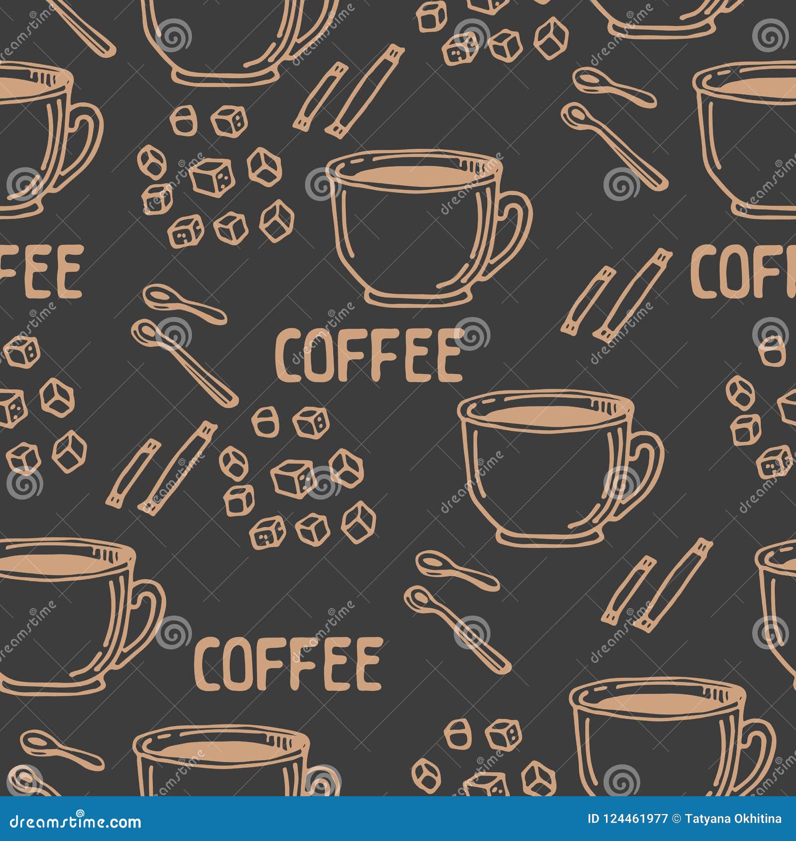 Coffee seamless-09 stock vector. Illustration of print - 124461977