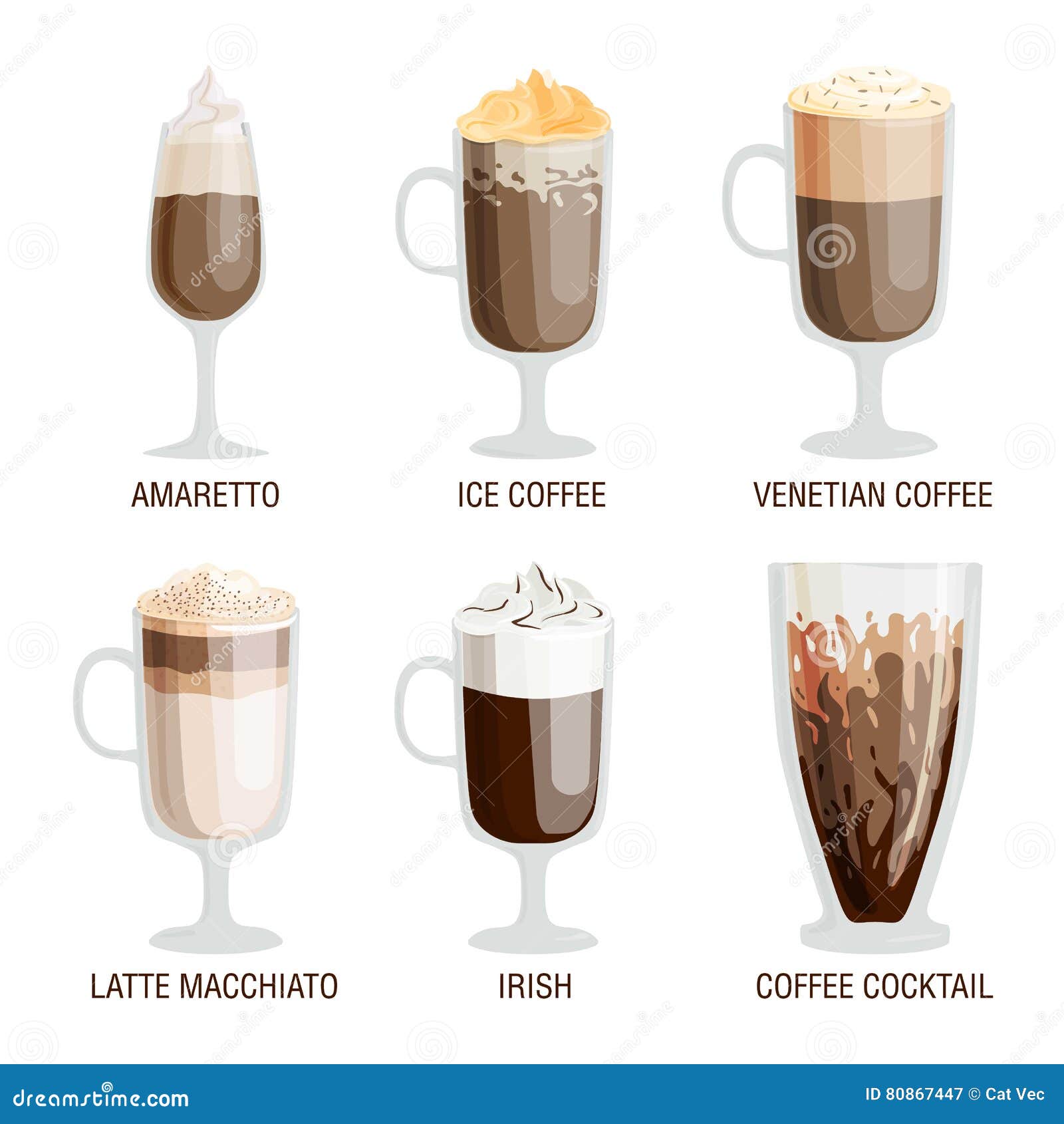 Coffee Cups Different Cafe Drinks Stock Vector - Illustration of black ... Coffee Cups Different Cafe Drinks Stock Vector - Illustration of black ...