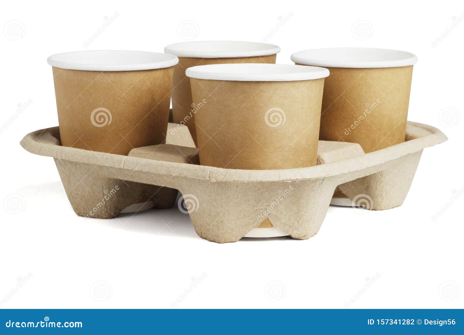 Coffee Cups in Disposable Paper Tray Stock Photo - Image of collection ...
