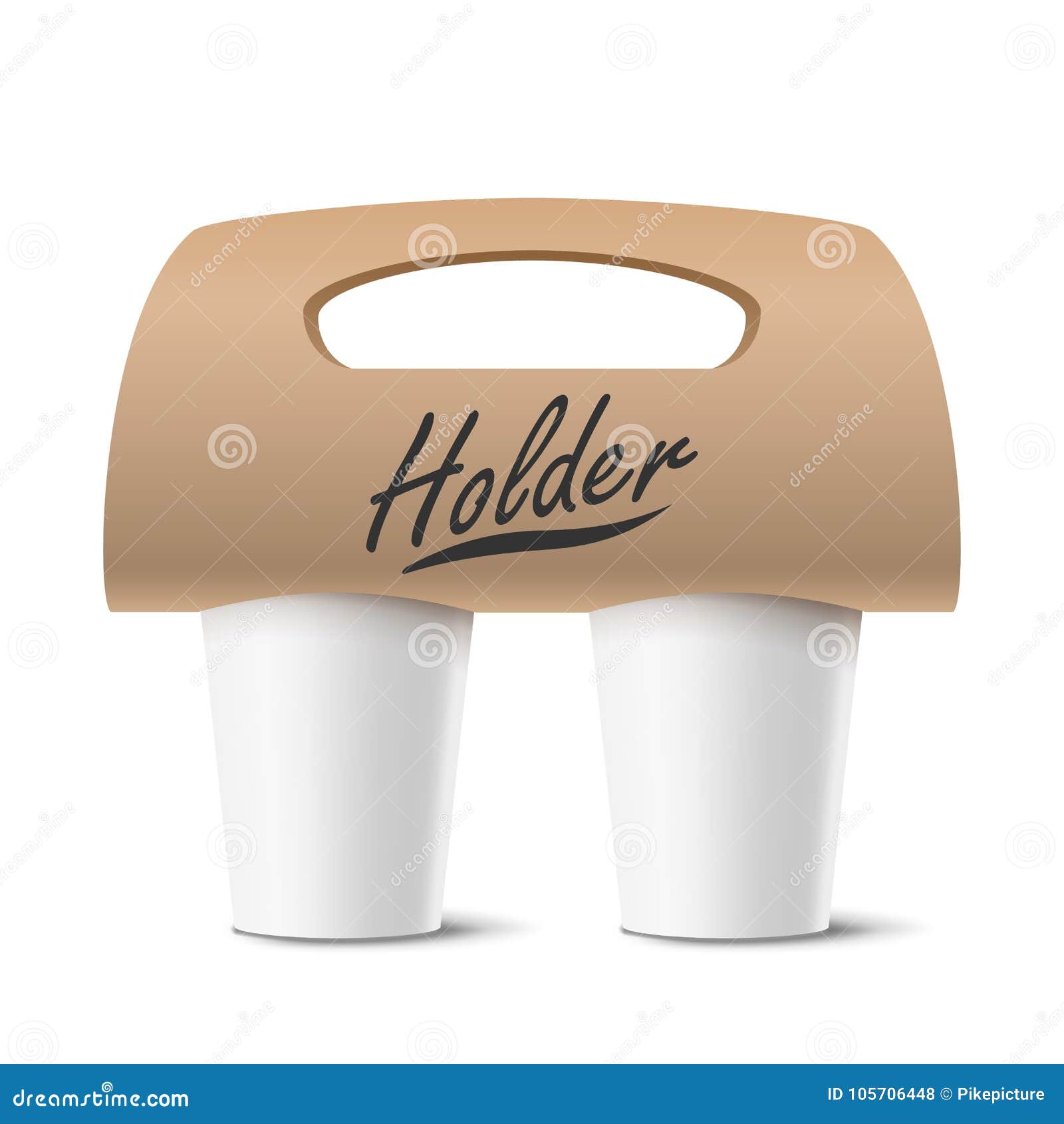 Coffee Cups Holder Vector. Realistic Mockup. Empty Packaging for ...