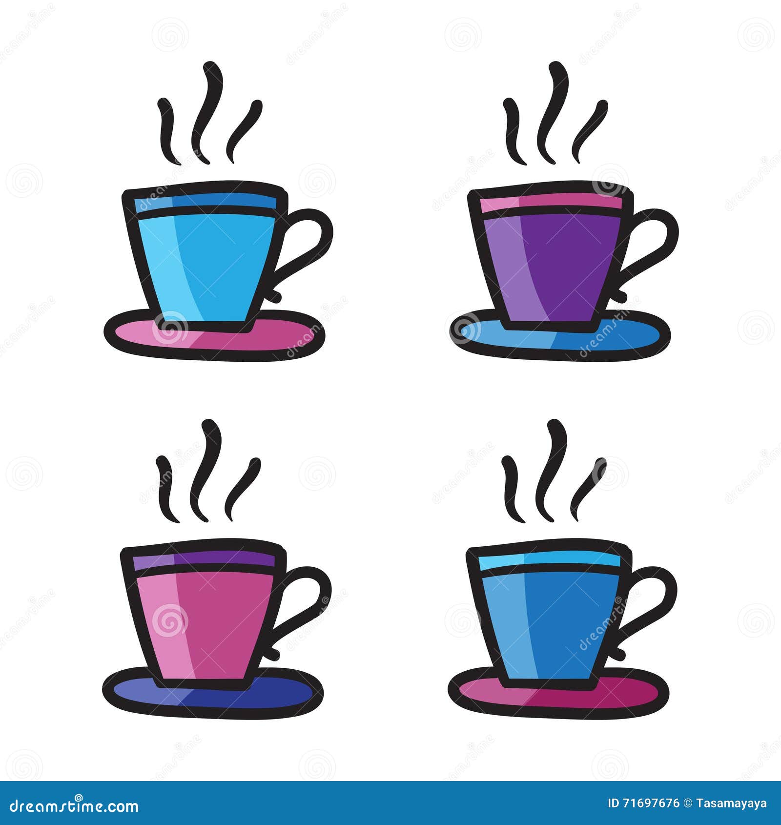Coffee Cups Icon Set Set Vector Line Doodle Symbols. Stock Vector ...