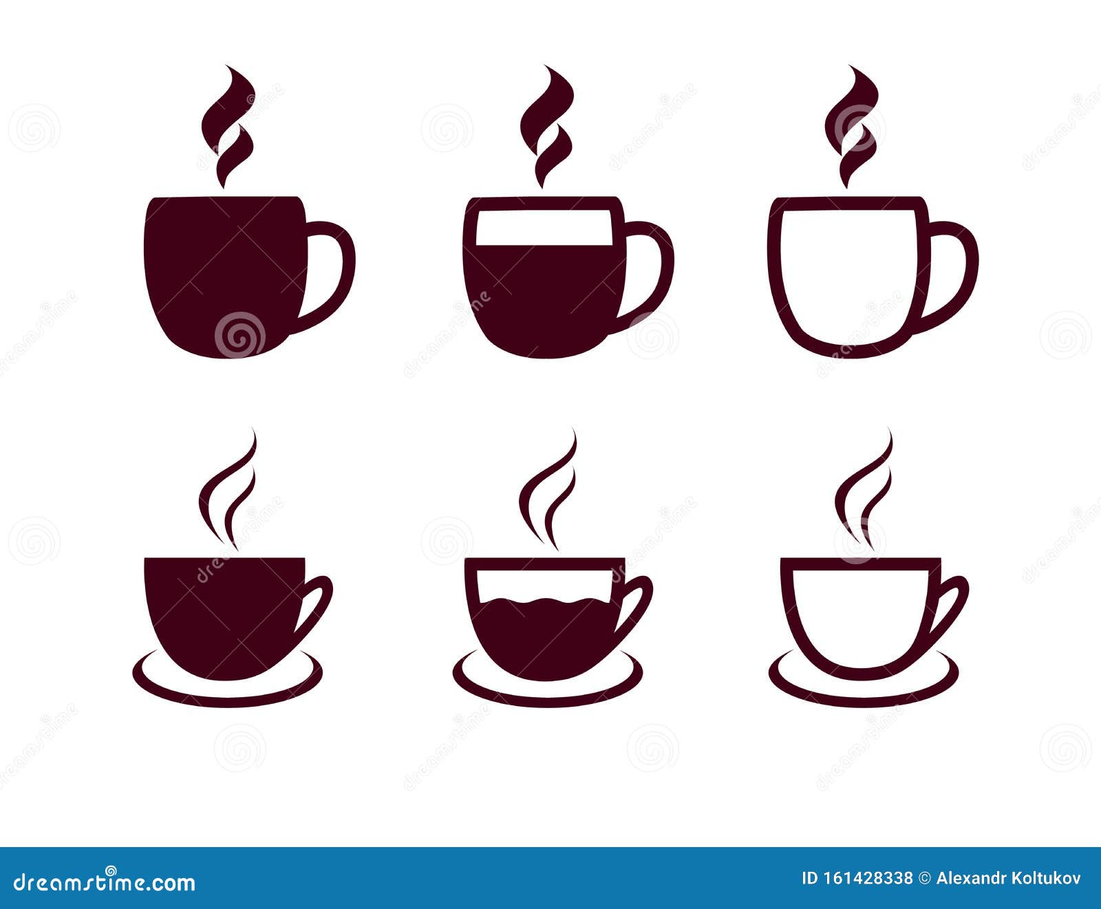 Coffee cups icon set stock vector. Illustration of design - 161428338