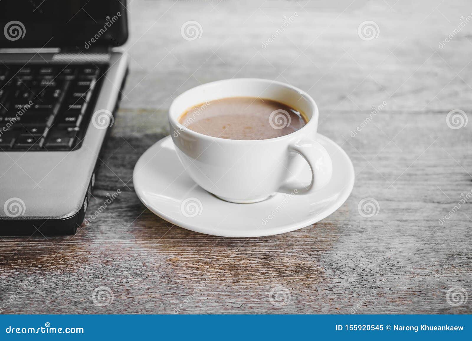 Coffee Cups and Laptops on the Desk Stock Image - Image of desktop ...