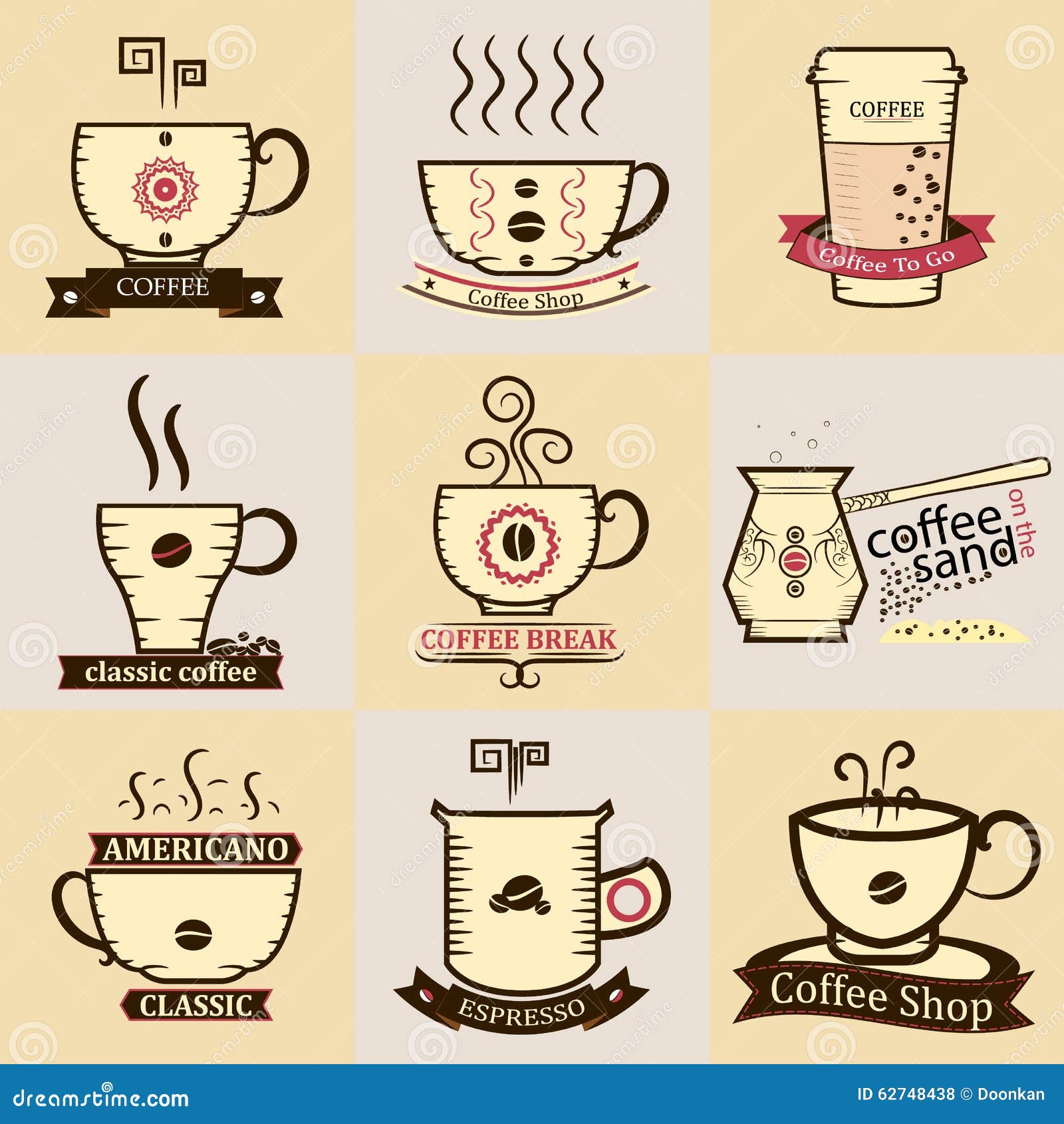 Coffee cups with Logos, stock vector. Illustration of design - 62748438