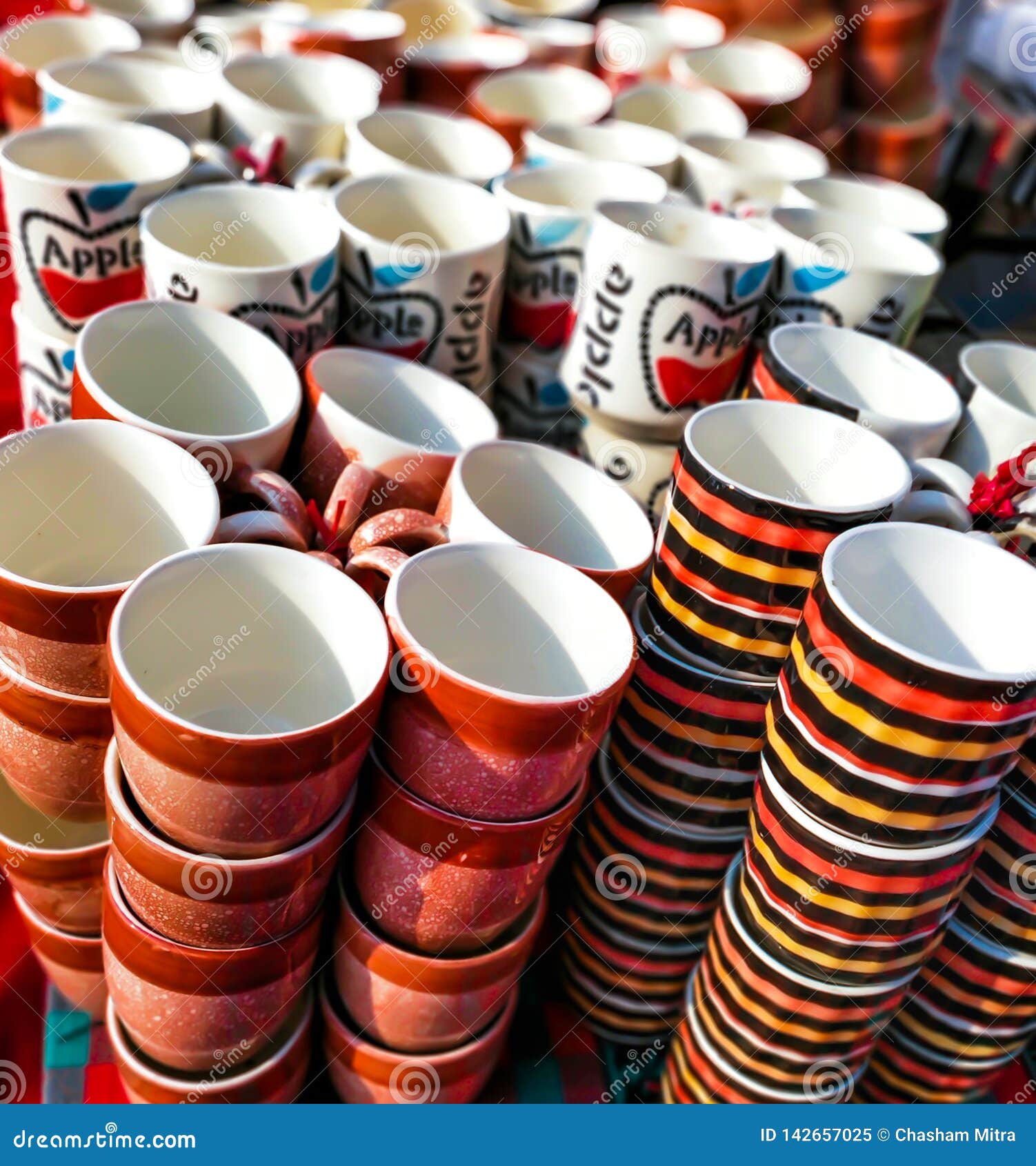 Coffee Cups,mugs of Different Colors and Designs Stock Image - Image of ...