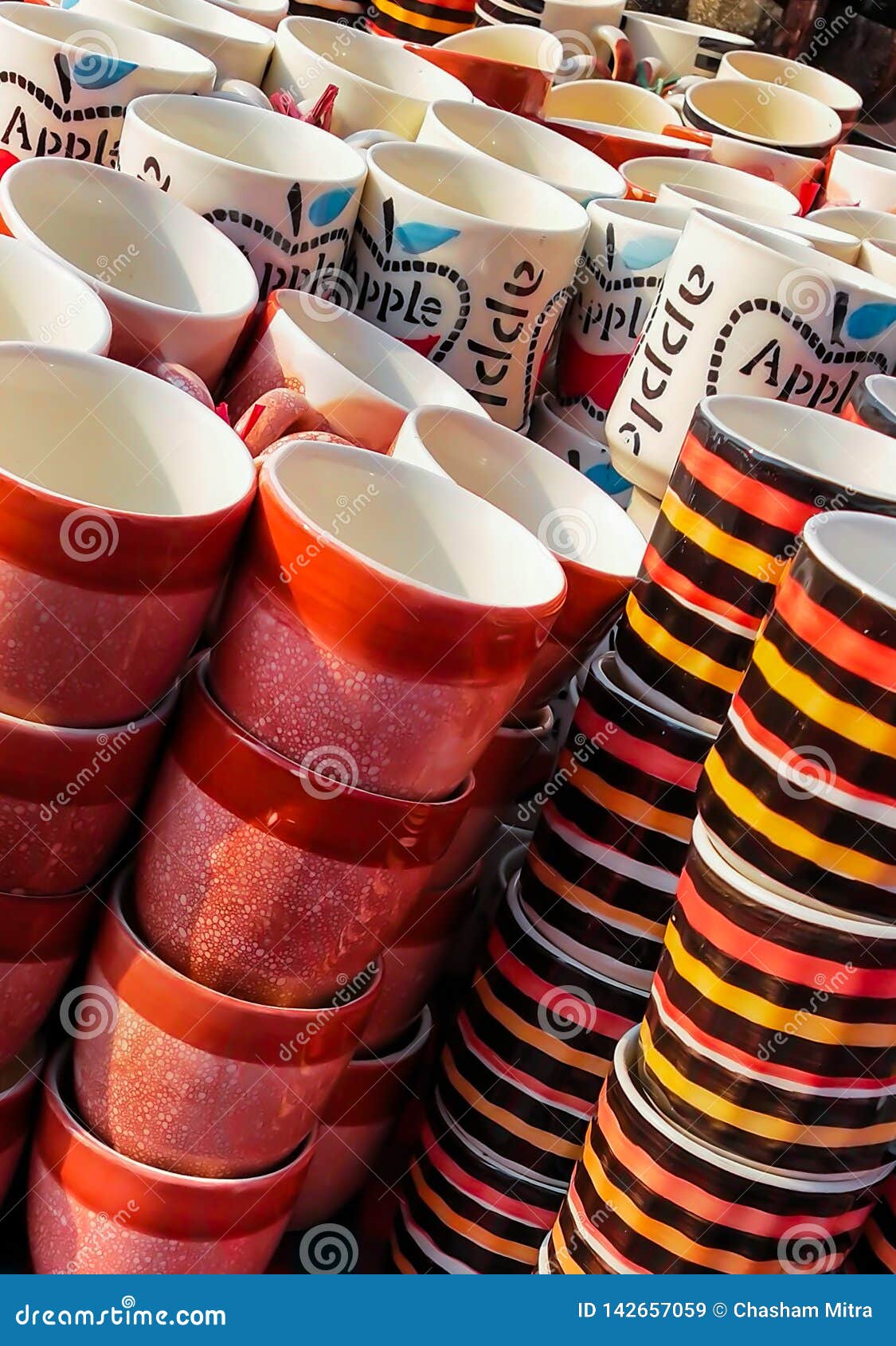 Coffee Cups,mugs of Different Colors and Designs Stock Image - Image of ...