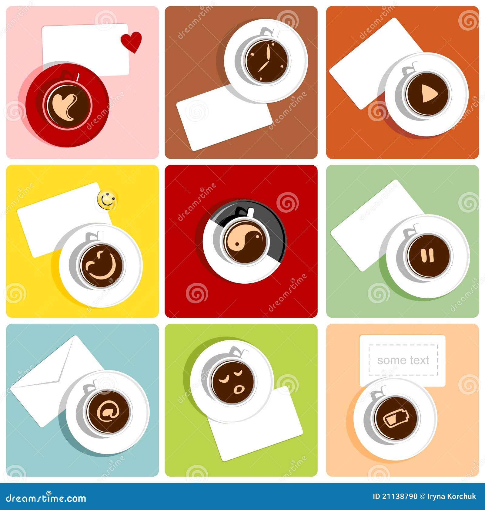 Coffee Cups with Pictograms Stock Vector - Illustration of pause ...