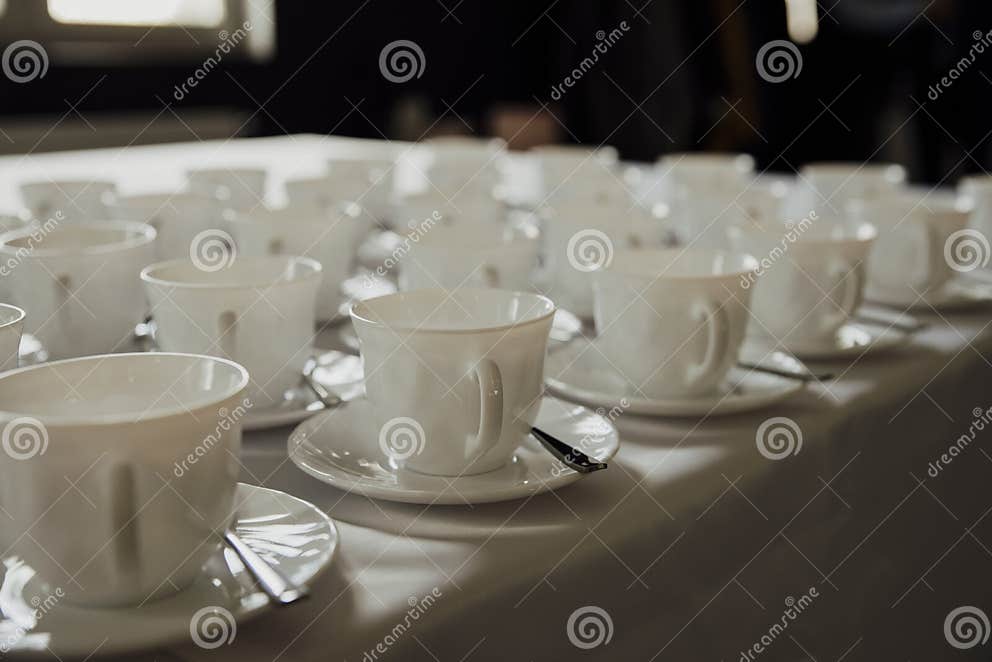Coffee Cups in the Restaurant Stock Photo - Image of food, espresso ...
