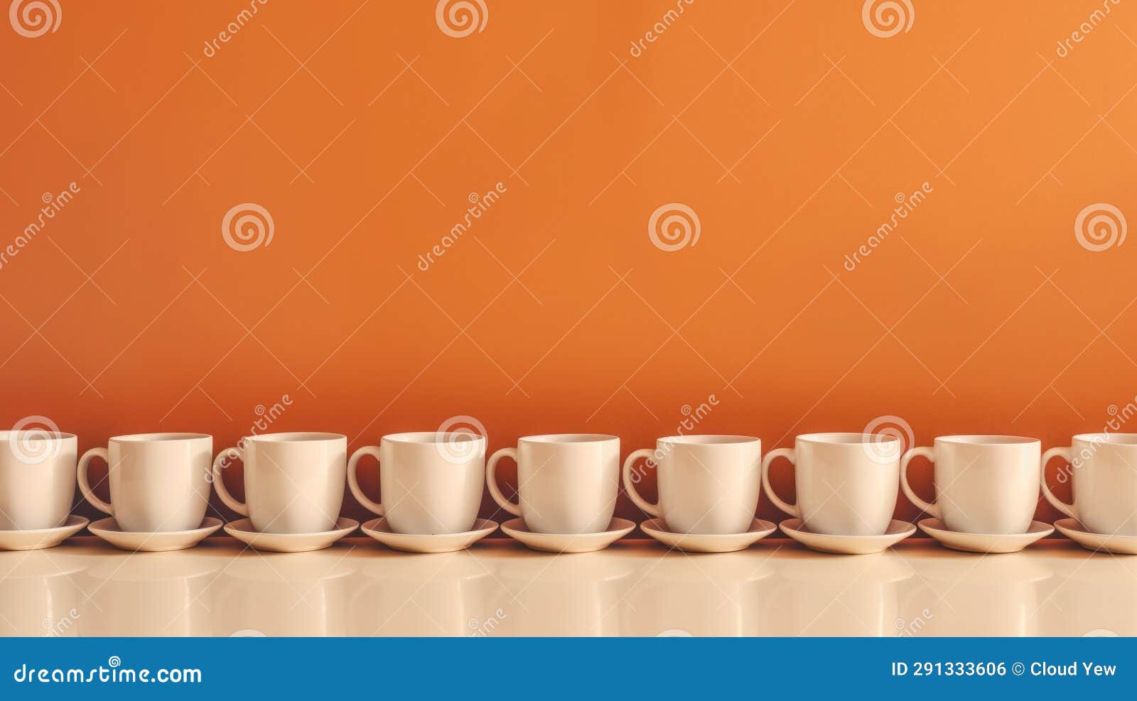 Coffee cups in row stock illustration. Illustration of white - 291333606