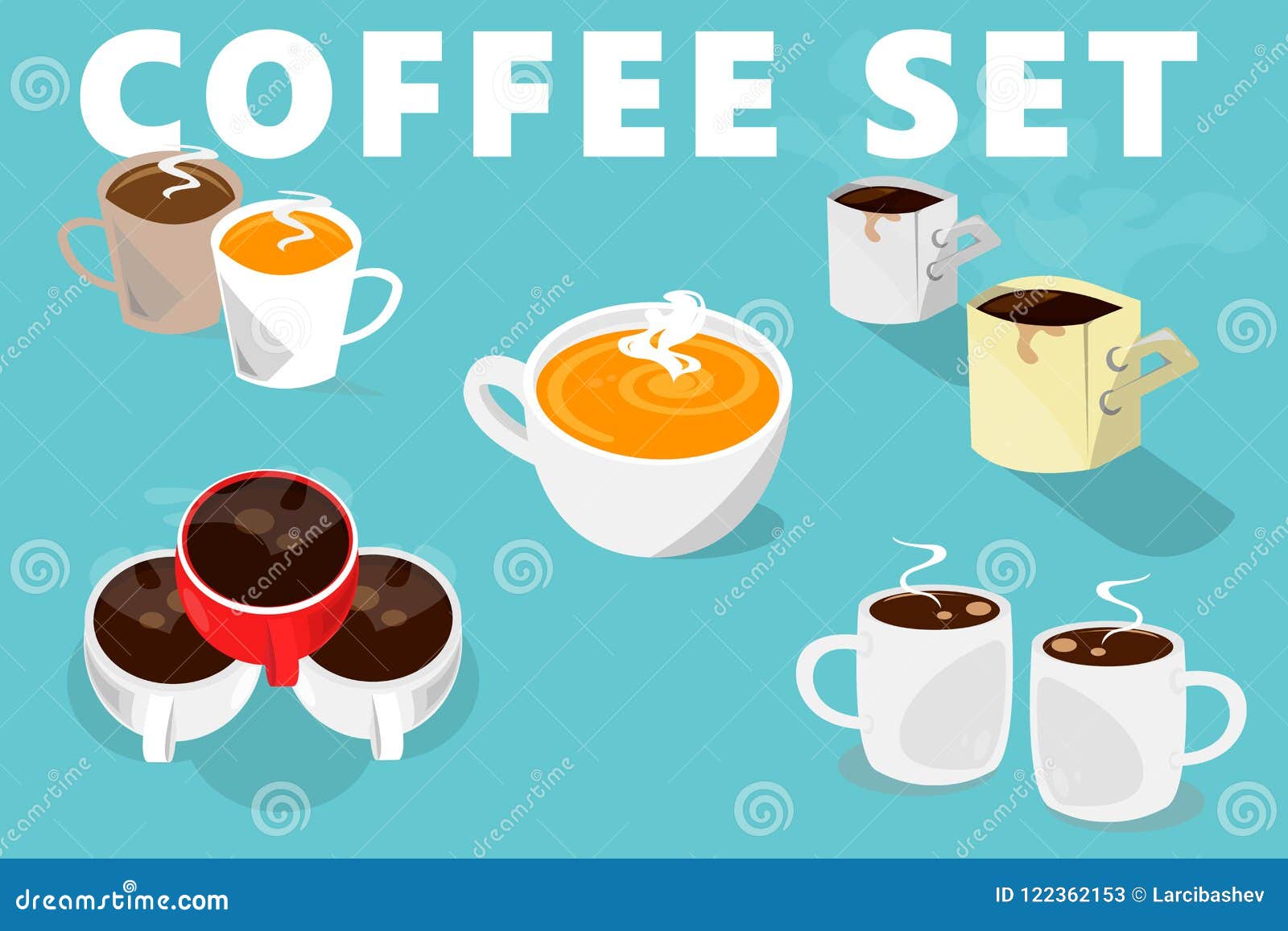 Coffee Cups Set.Five Type of Cups. Stock Vector - Illustration of type ...
