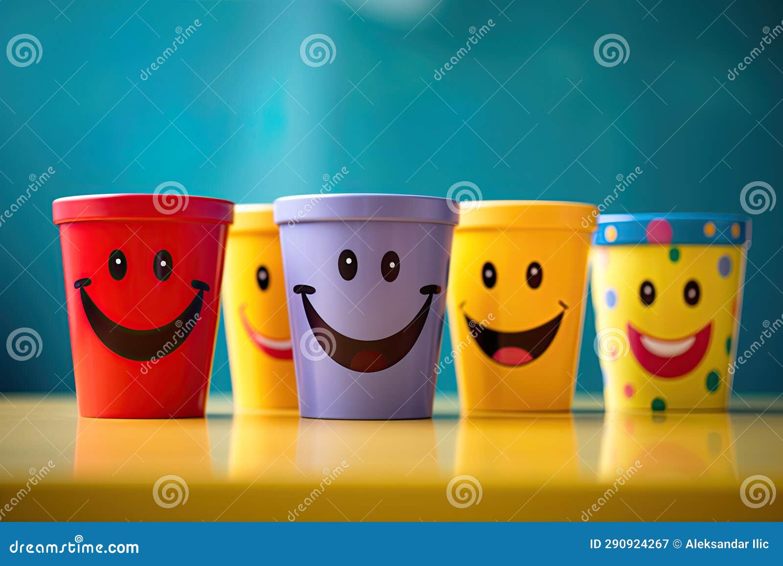 Coffee Cups with Smiling Faces. Ai Generative Stock Illustration ...