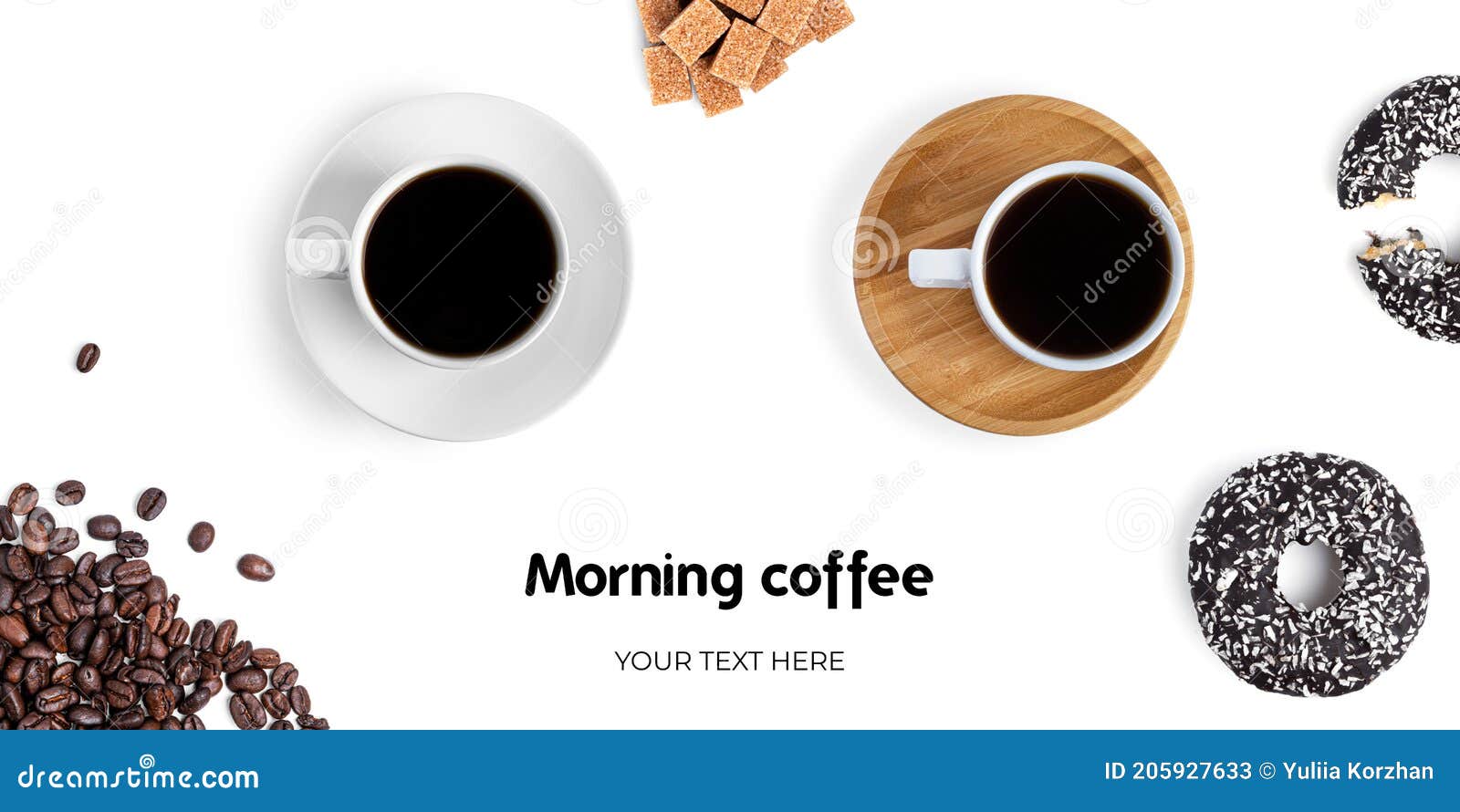 Coffee Cups and Sweets on a White Background. Long Header Banner Format ...