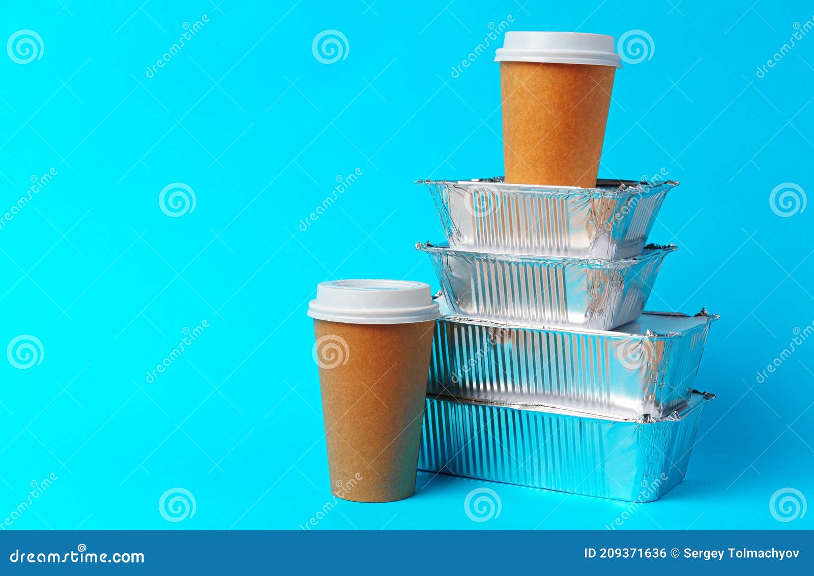 Coffee Cups and Takeaway Food Package. Takeout Meal Stock Photo - Image ...