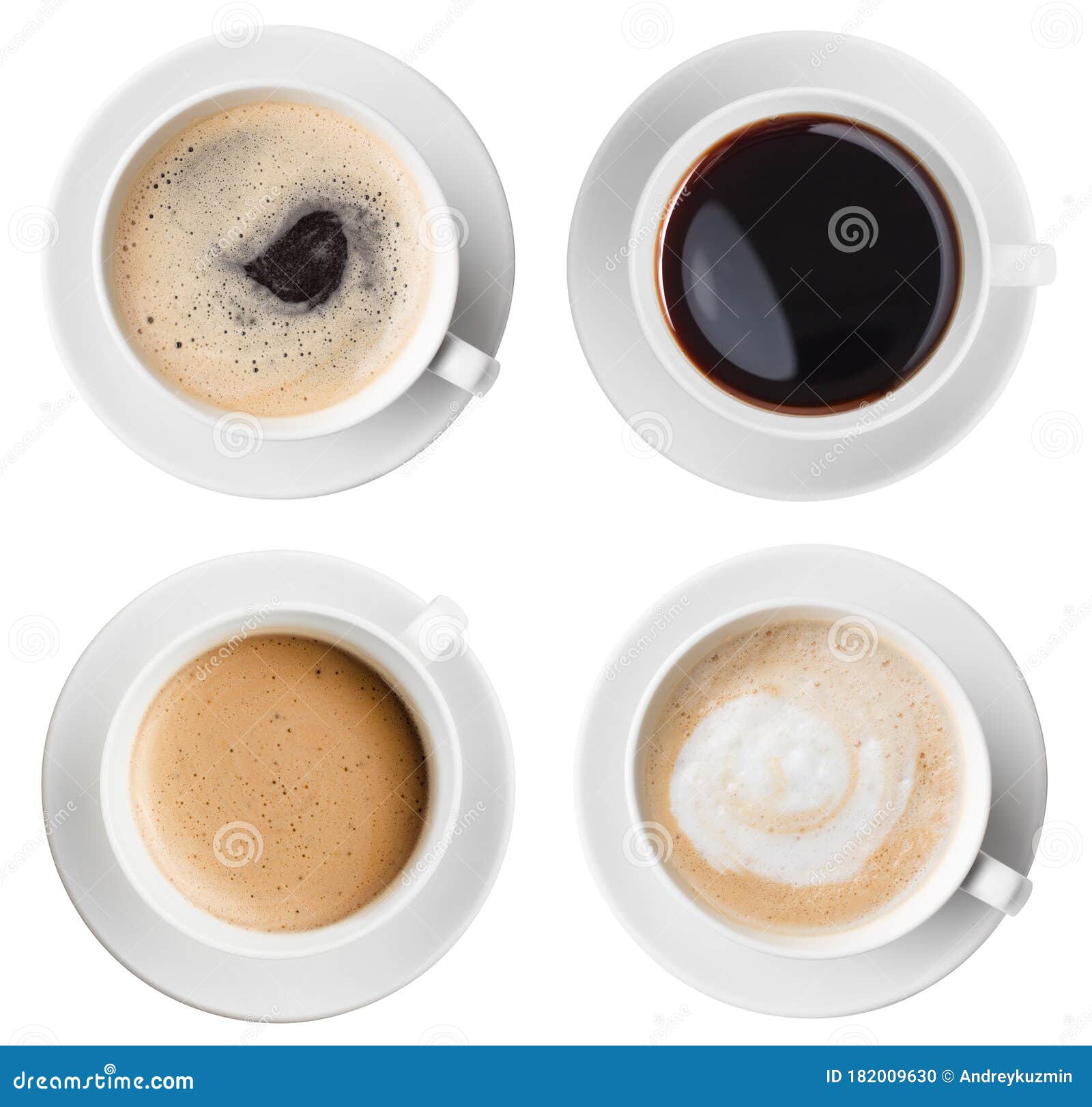 Coffee Cups Top View Set Isolated on White Stock Photo - Image of ...