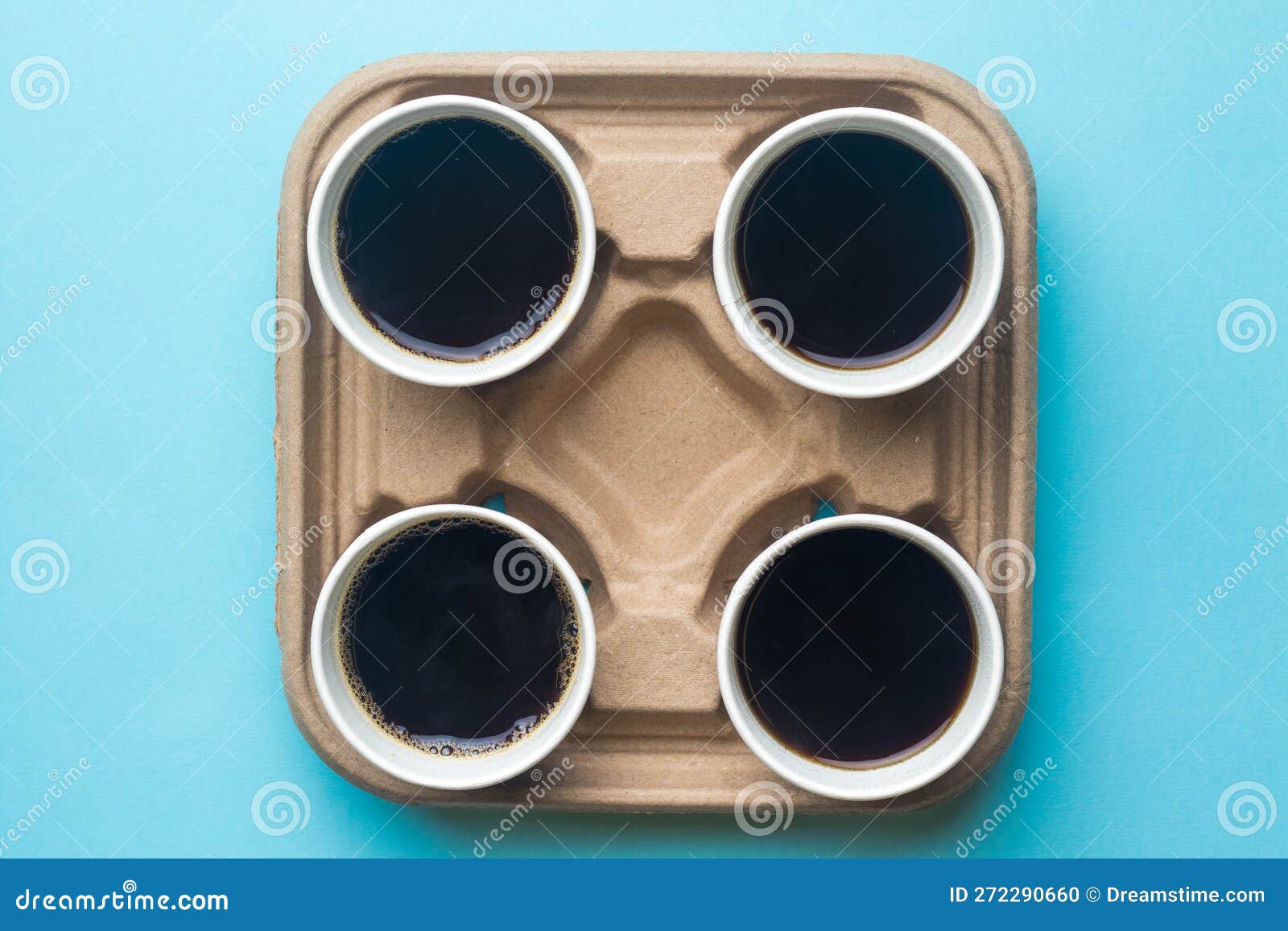 Coffee cups on a tray stock photo. Image of drink, full - 272290660