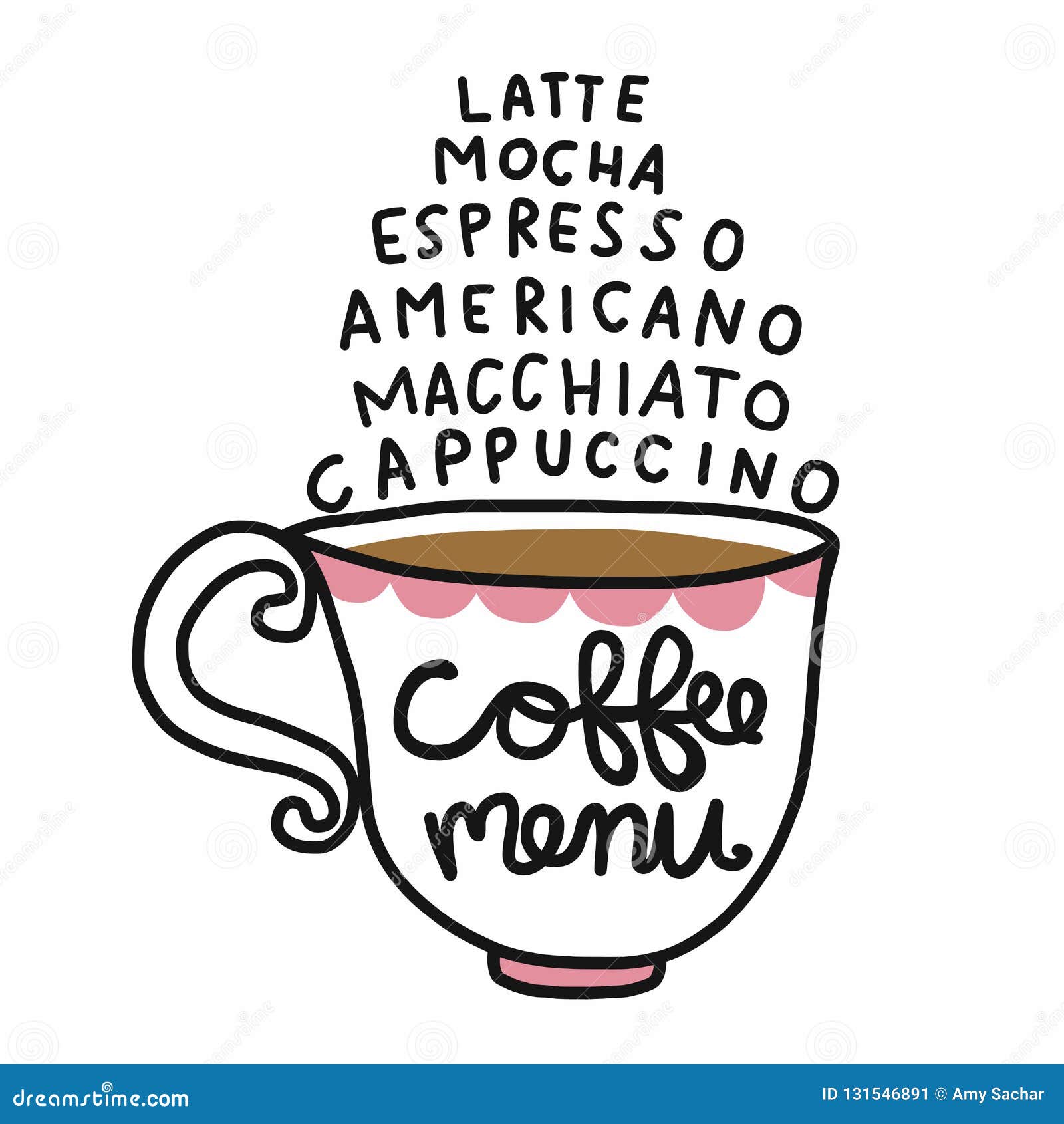 Coffee Delicious Menu Cartoon Doodle Style Vector Illustration Stock ...