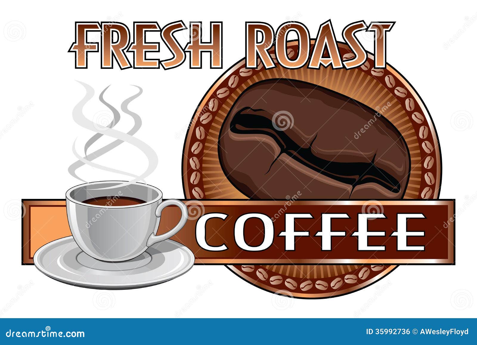 Coffee Design Fresh Roast stock vector. Illustration of cafe - 35992736