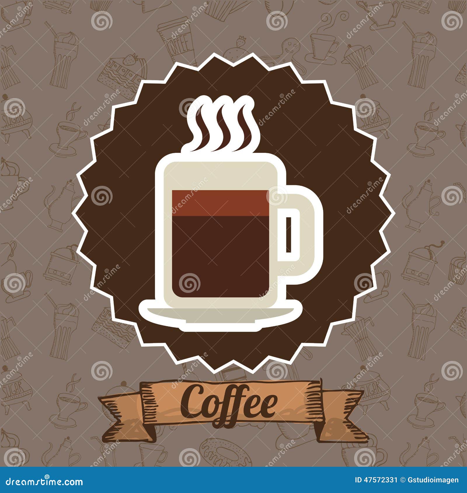 Coffee design stock vector. Illustration of ribbon, design - 47572331