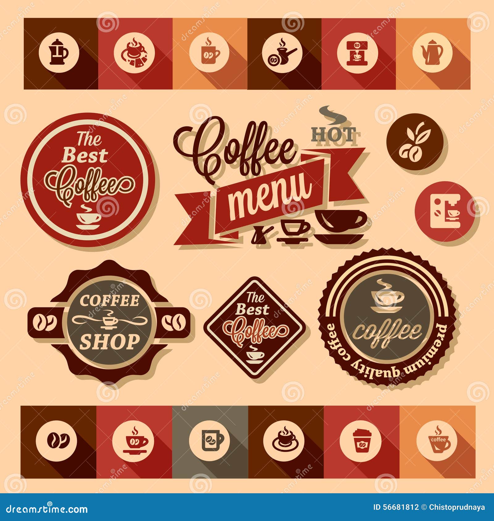 Coffee design stickers stock vector. Illustration of coffee - 56681812