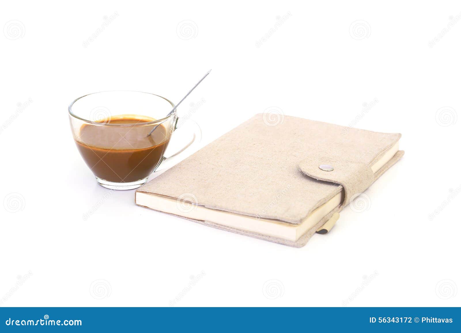 Coffee and Diary Book on Isolate White Background Stock Photo - Image ...