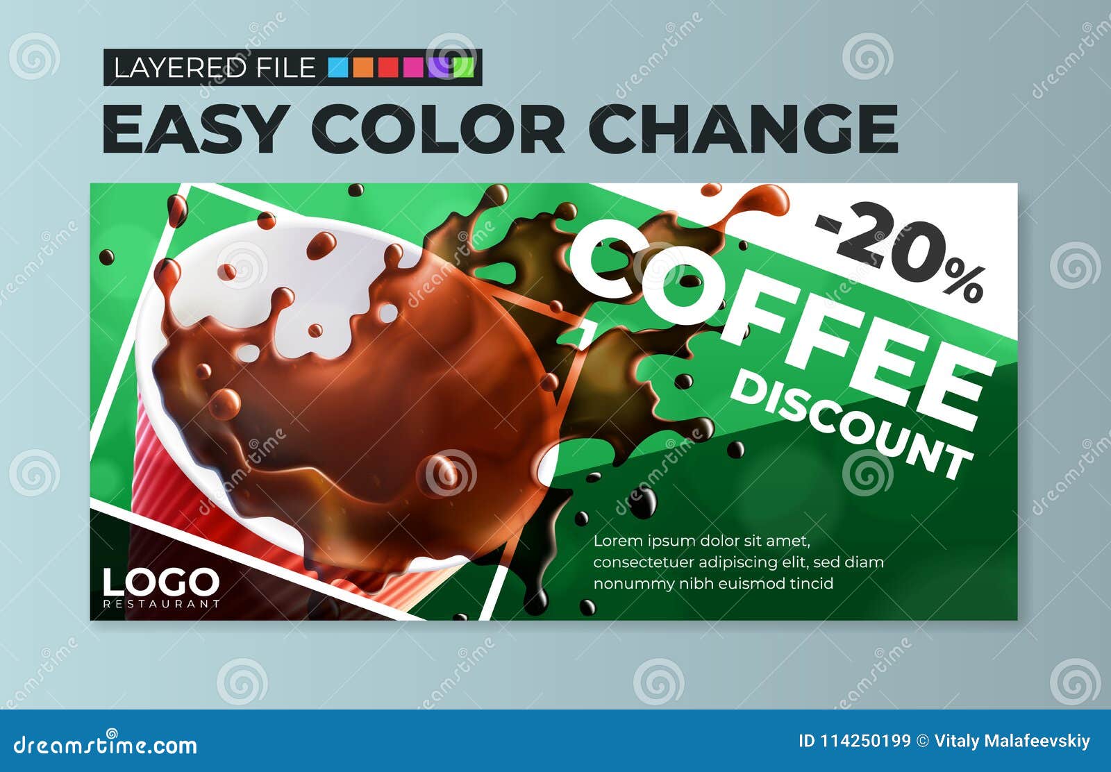 Coffee Discount Flyer Voucher Template Stock Vector - Illustration of ...
