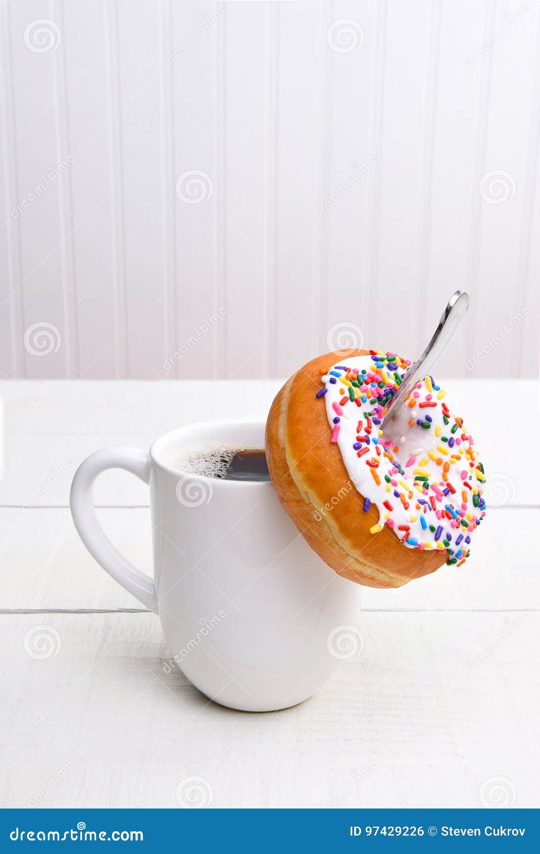 Coffee and Donut stock photo. Image of sprinkles, drink - 97429226