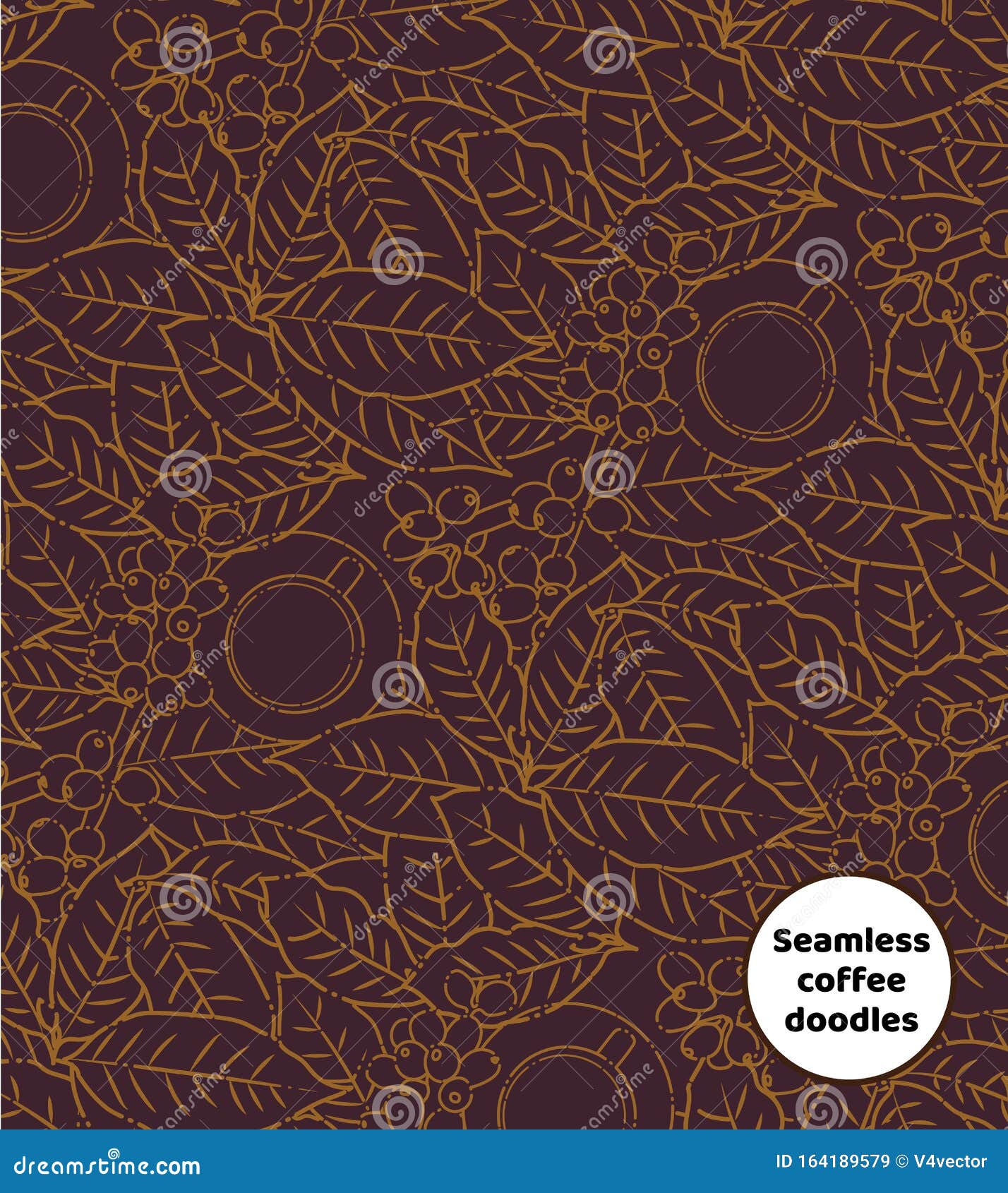Coffee Doodles or Seamless Coffee Leaf Pattern Stock Vector ...