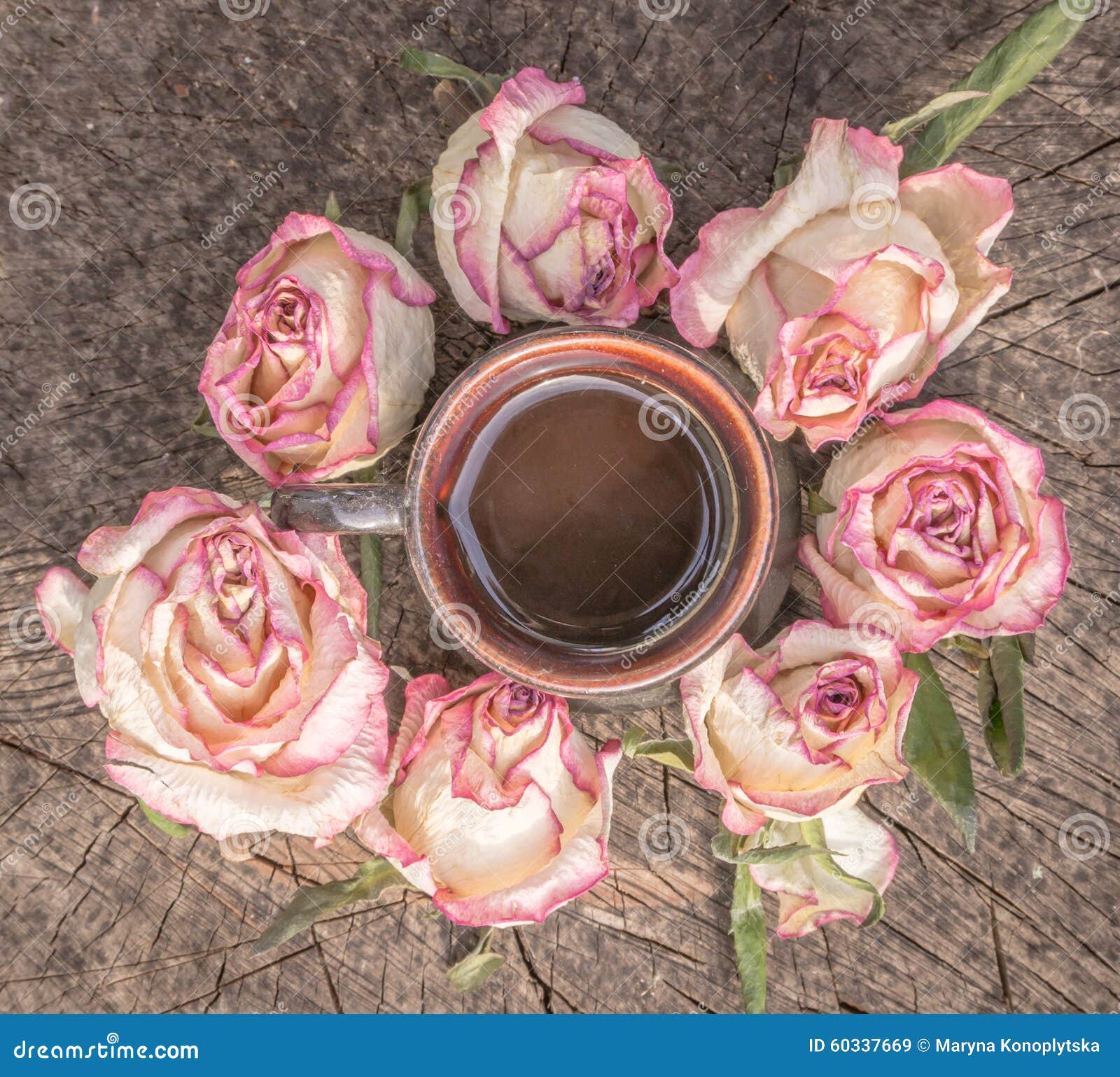 Coffee and dried roses stock image. Image of home, flavor - 60337669
