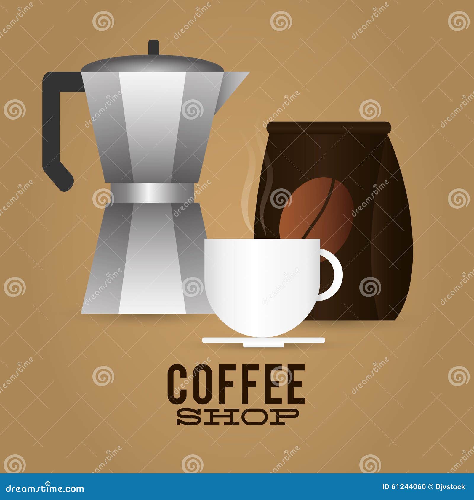 Coffee drink shop design. stock vector. Illustration of element - 61244060