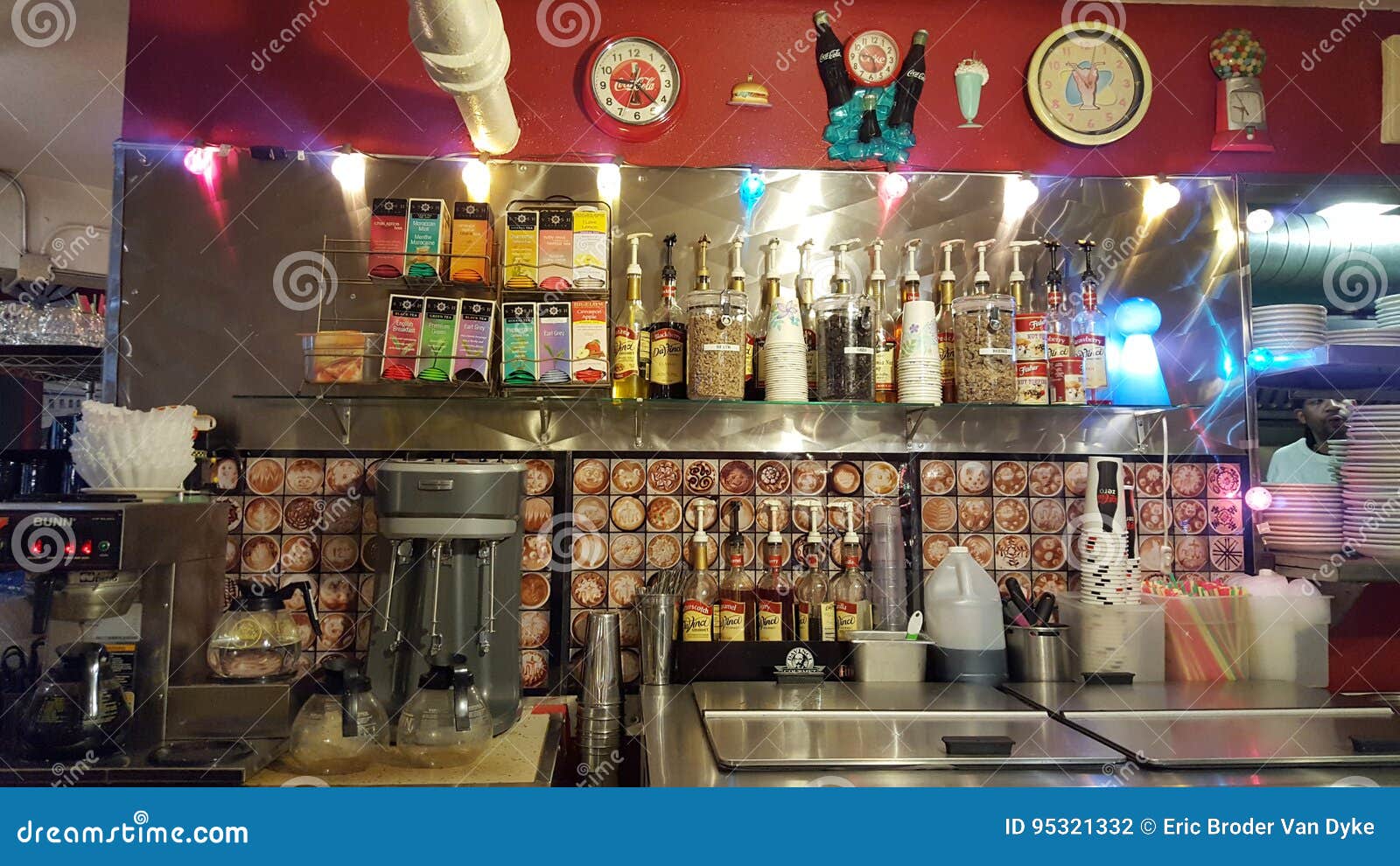 Coffee and Drink Station Inside Planet Java Diner Editorial Photography ...