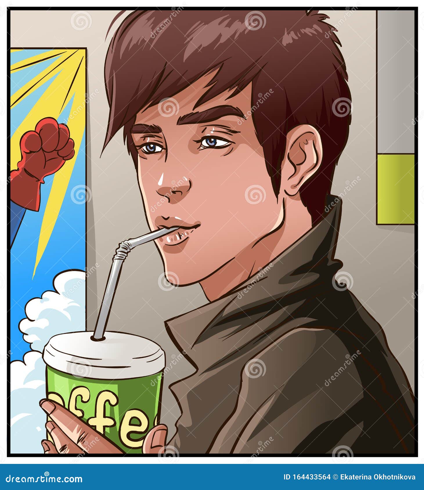 Coffee Drinking Man. Vector Illustration. Stock Vector - Illustration ...