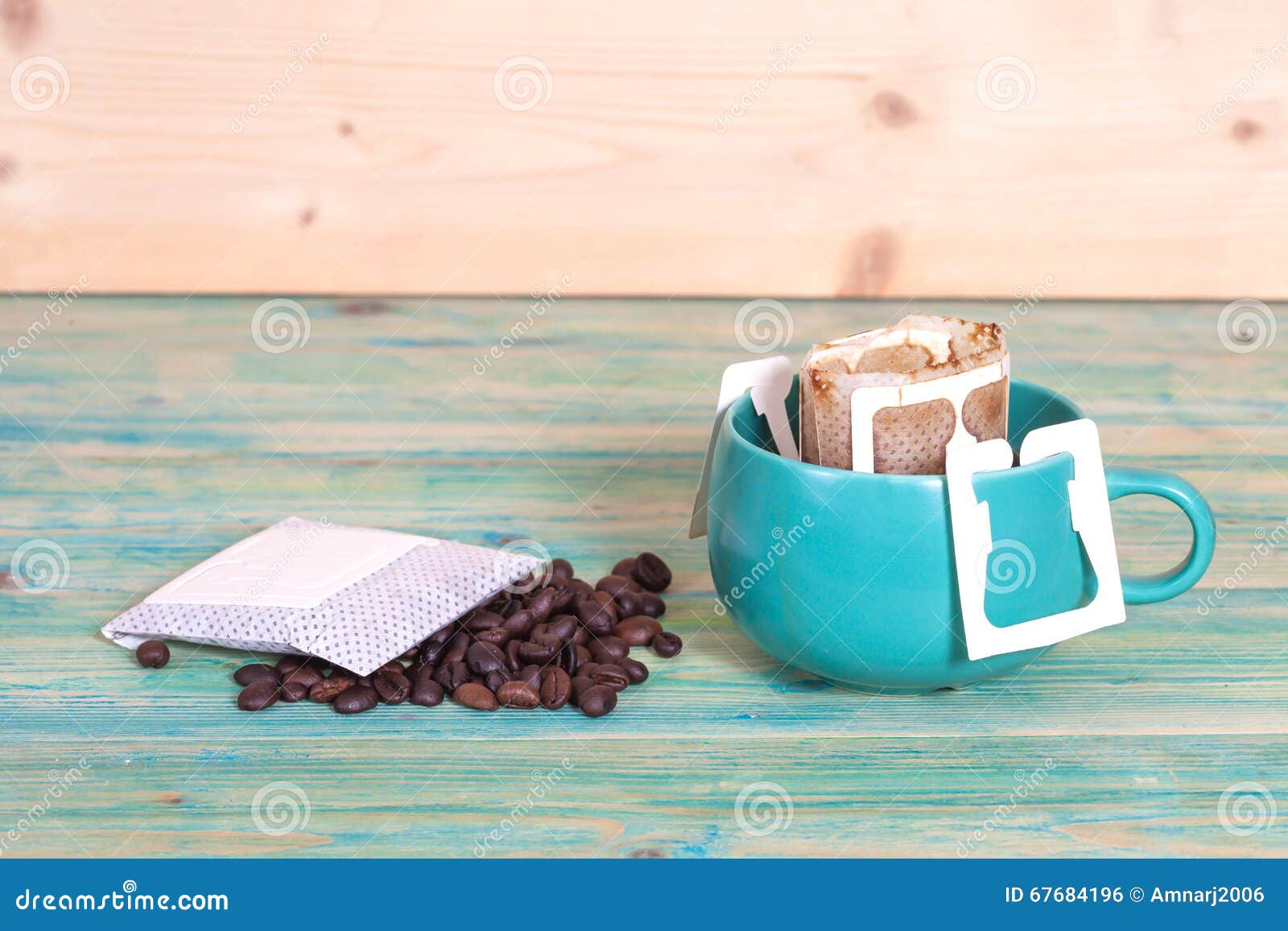 Coffee Drip in Cup and Coffee Drip Package Stock Photo - Image of brew ...