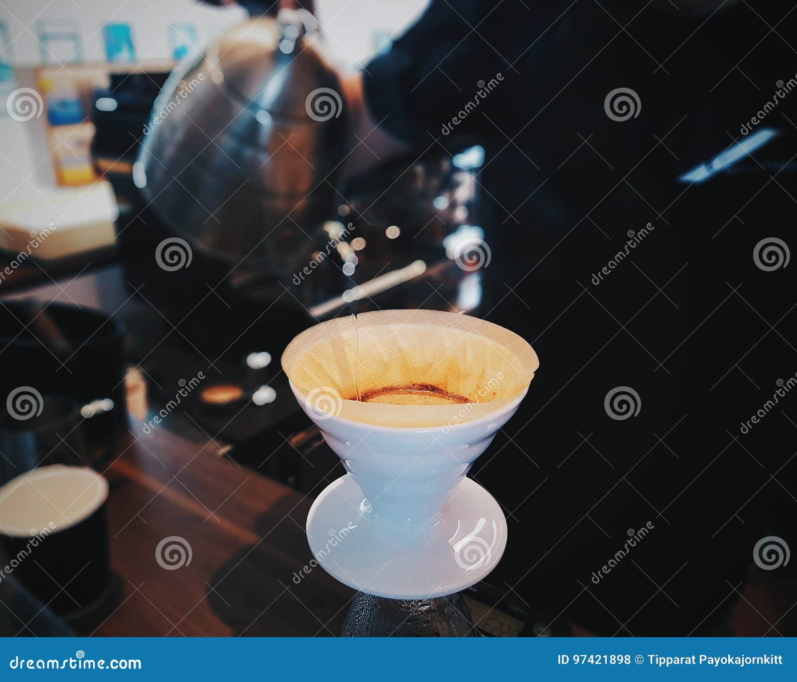 Coffee dripping stock photo. Image of working, restaurant - 97421898