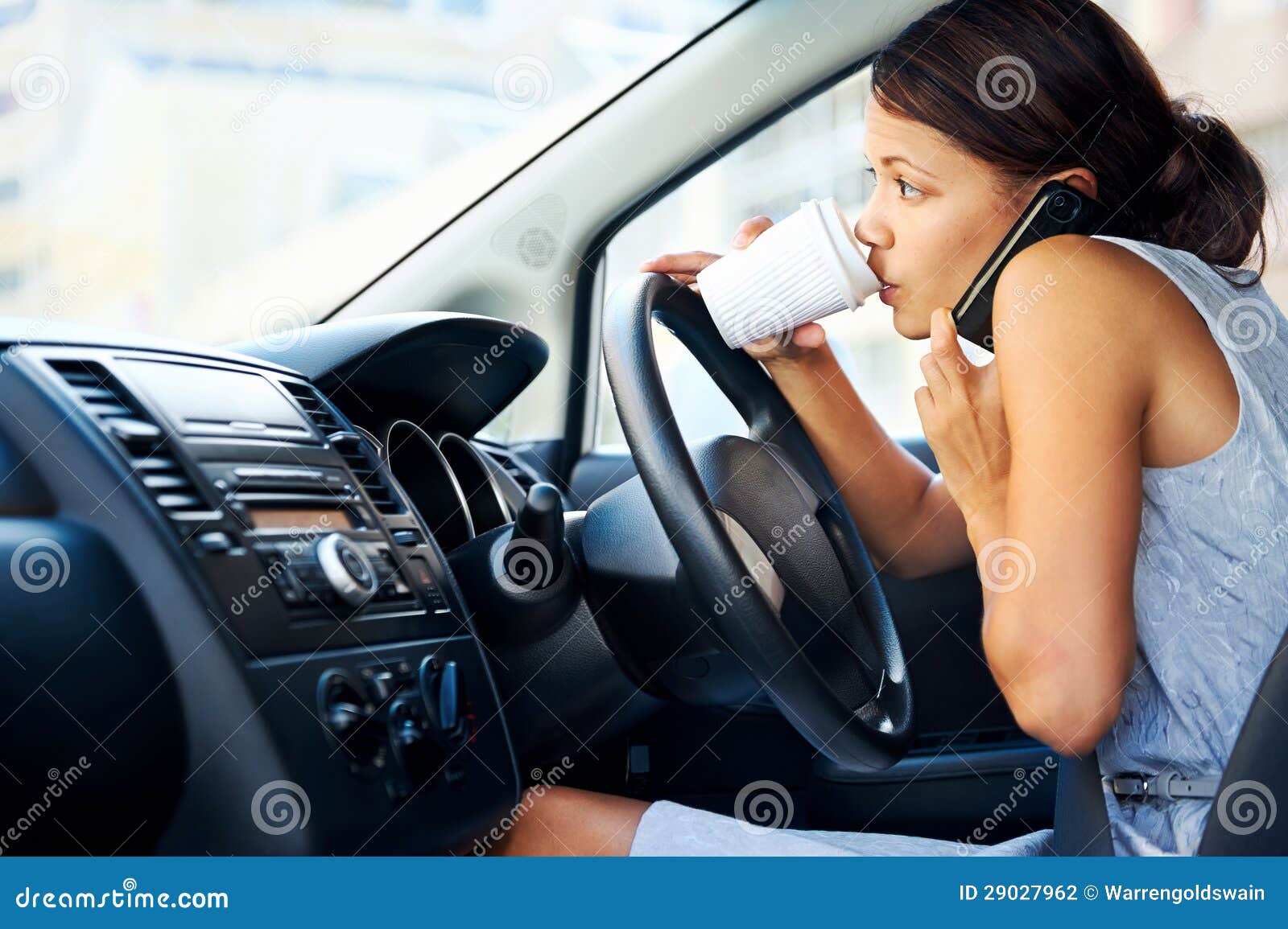 Coffee driving woman stock photo. Image of driver, call - 29027962