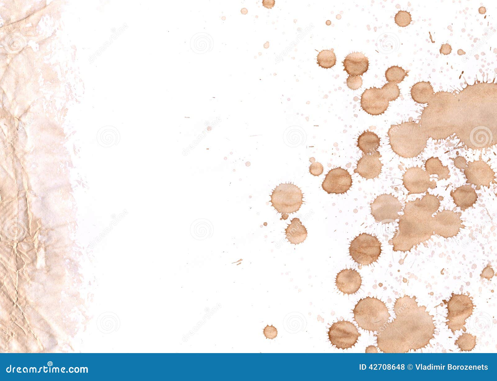 Coffee Drops on White Paper with Crumpled Side Grunge Stock Photo ...