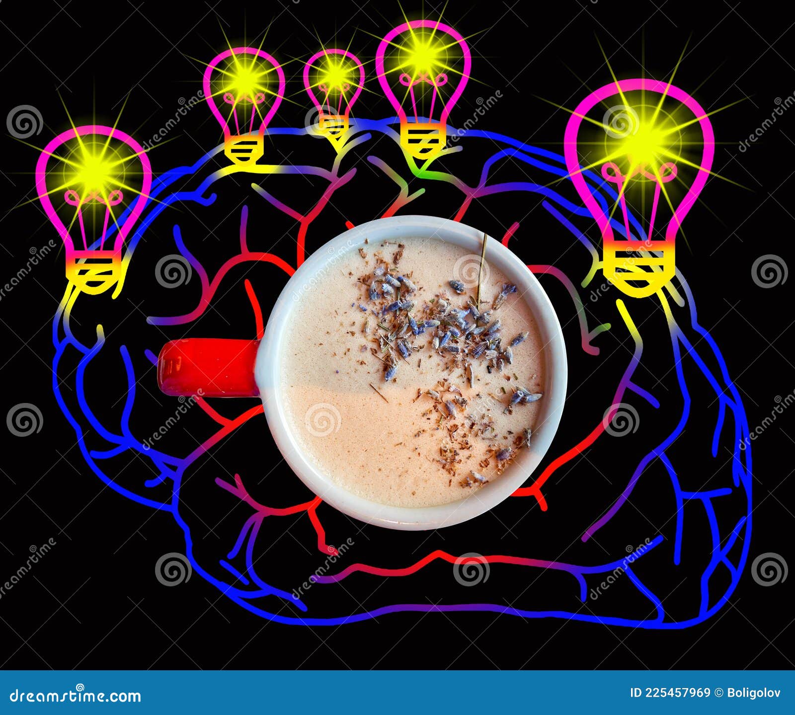 Coffee Effect on Human Brain Stock Illustration - Illustration of idea ...