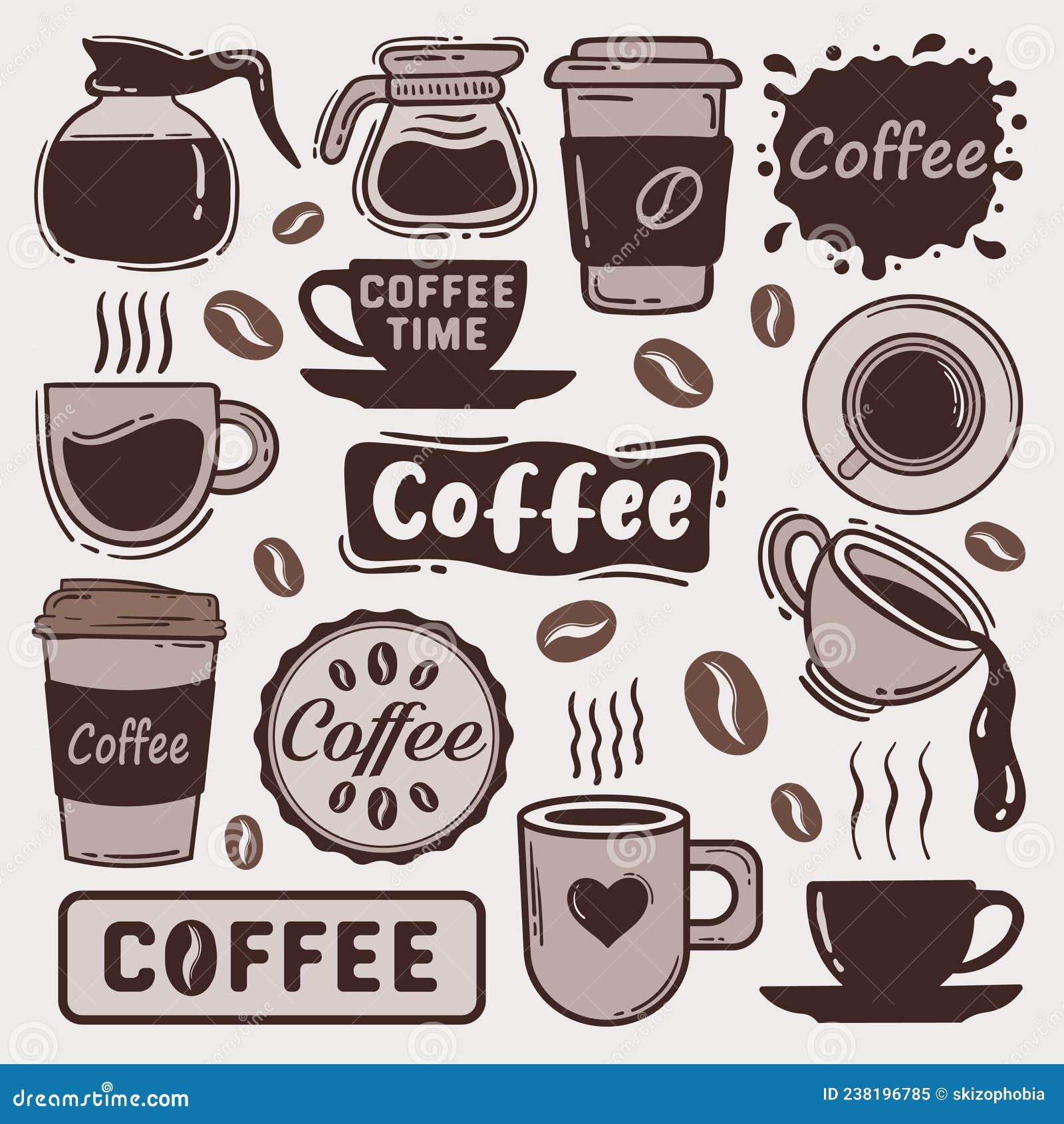 Coffee Element Collection Free Vector. Stock Vector - Illustration of ...